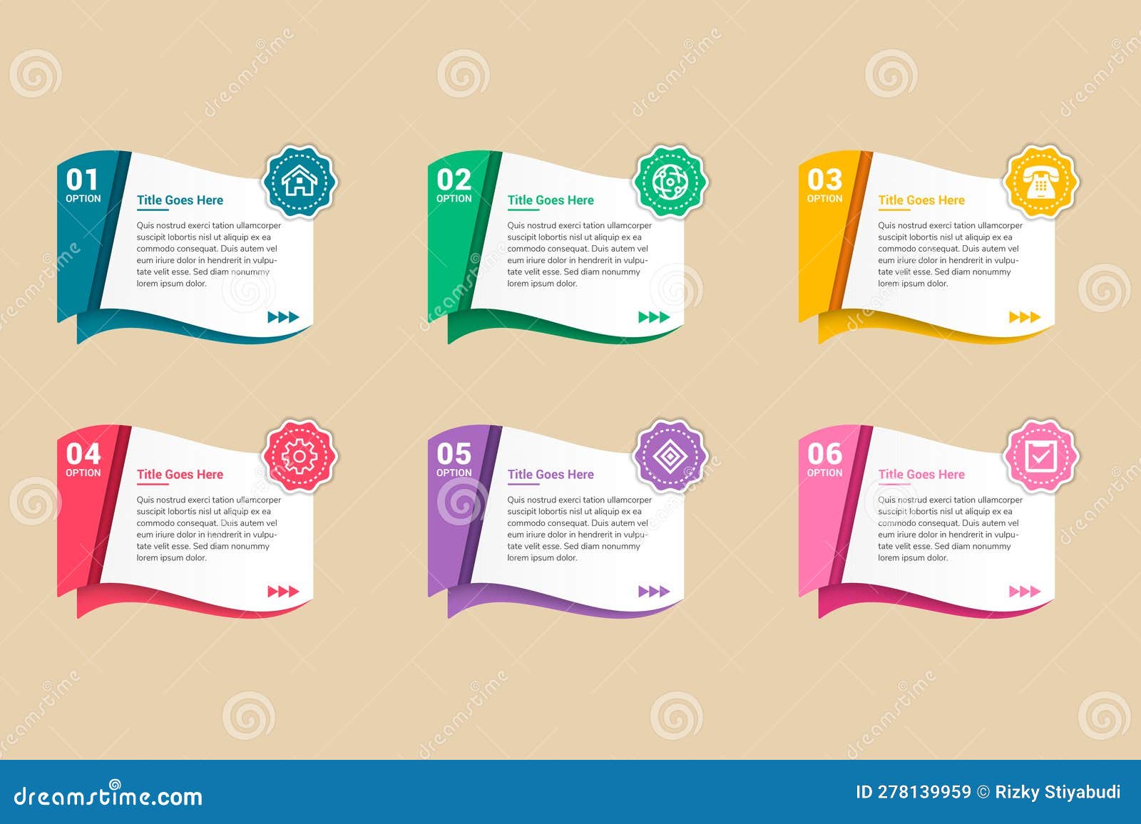Collection of Modern Design Infographic Flags with Six Steps Stock ...