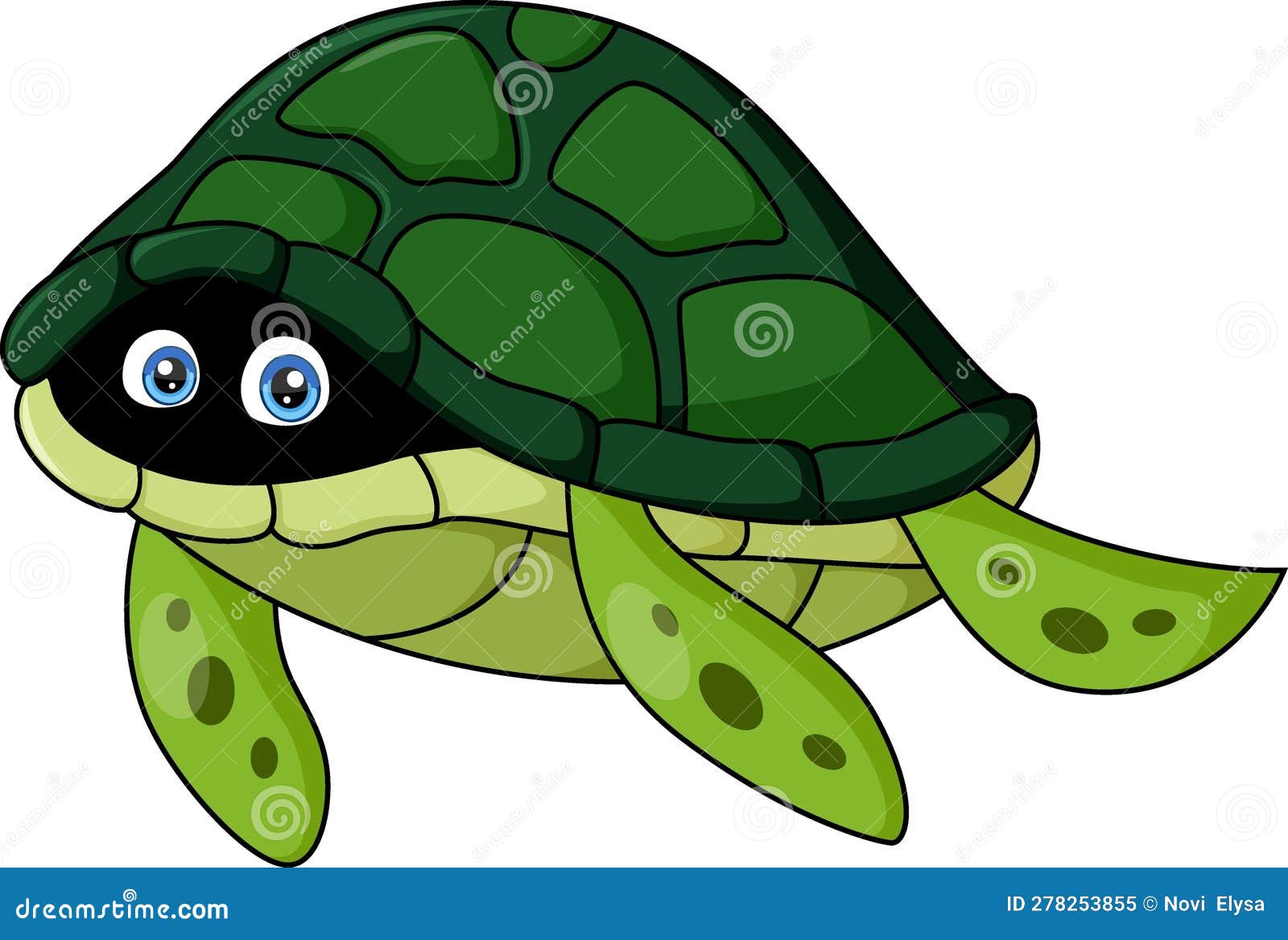 Cute Hiding Turtle Cartoon with Scared Eyes Stock Vector - Illustration ...