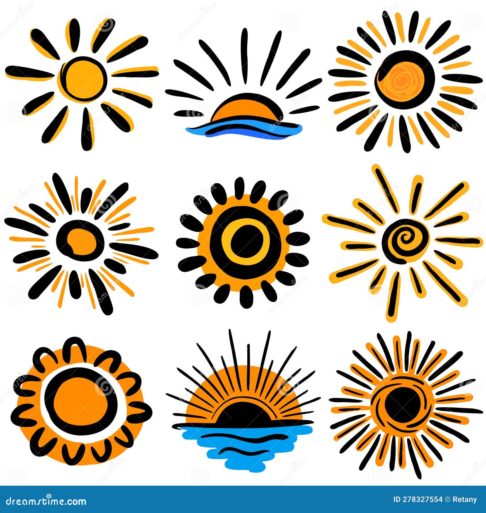 Sun color sketch set. stock vector. Illustration of nature - 278327554