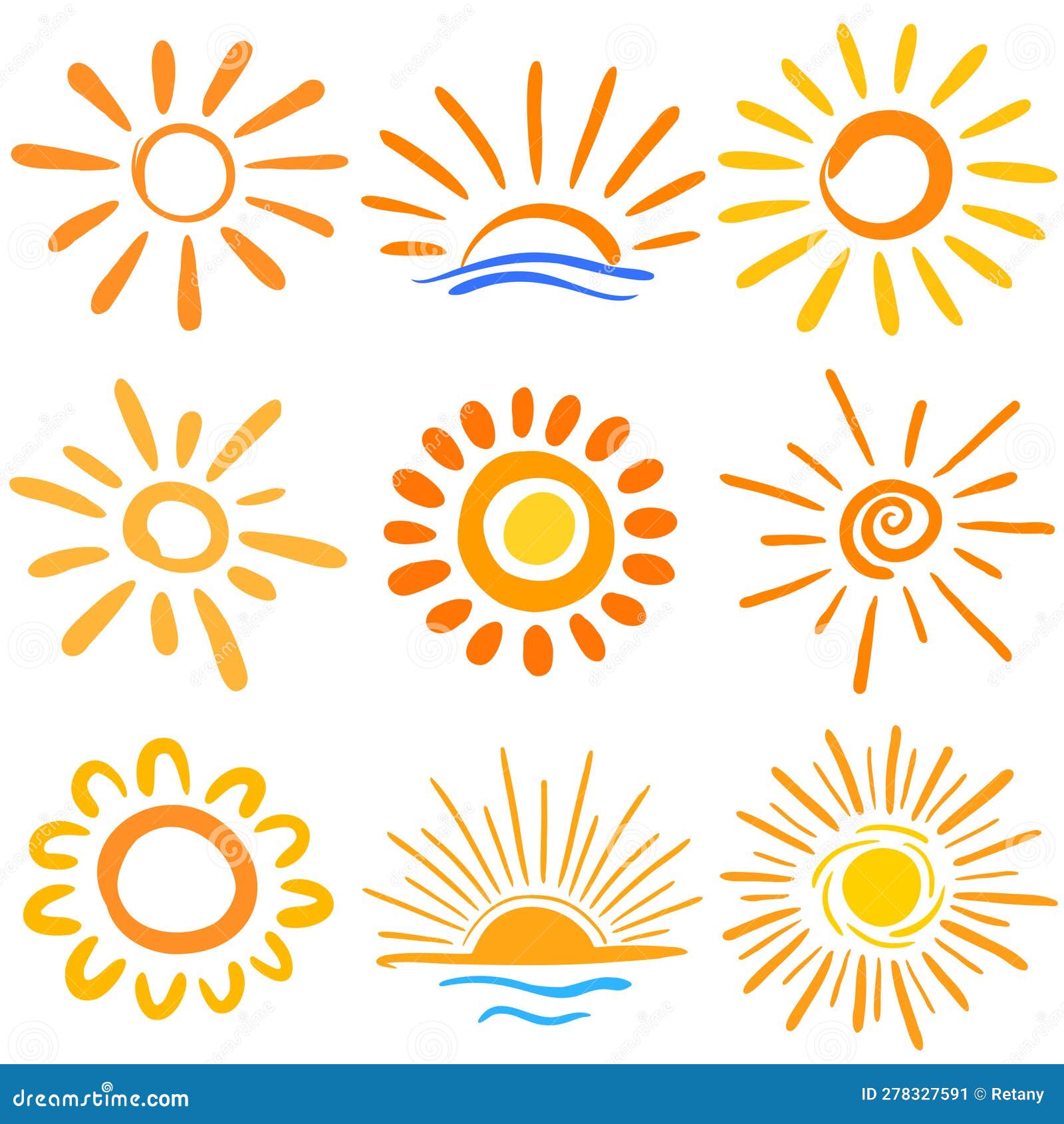 Sun color sketch set. stock vector. Illustration of sunlight - 278327591