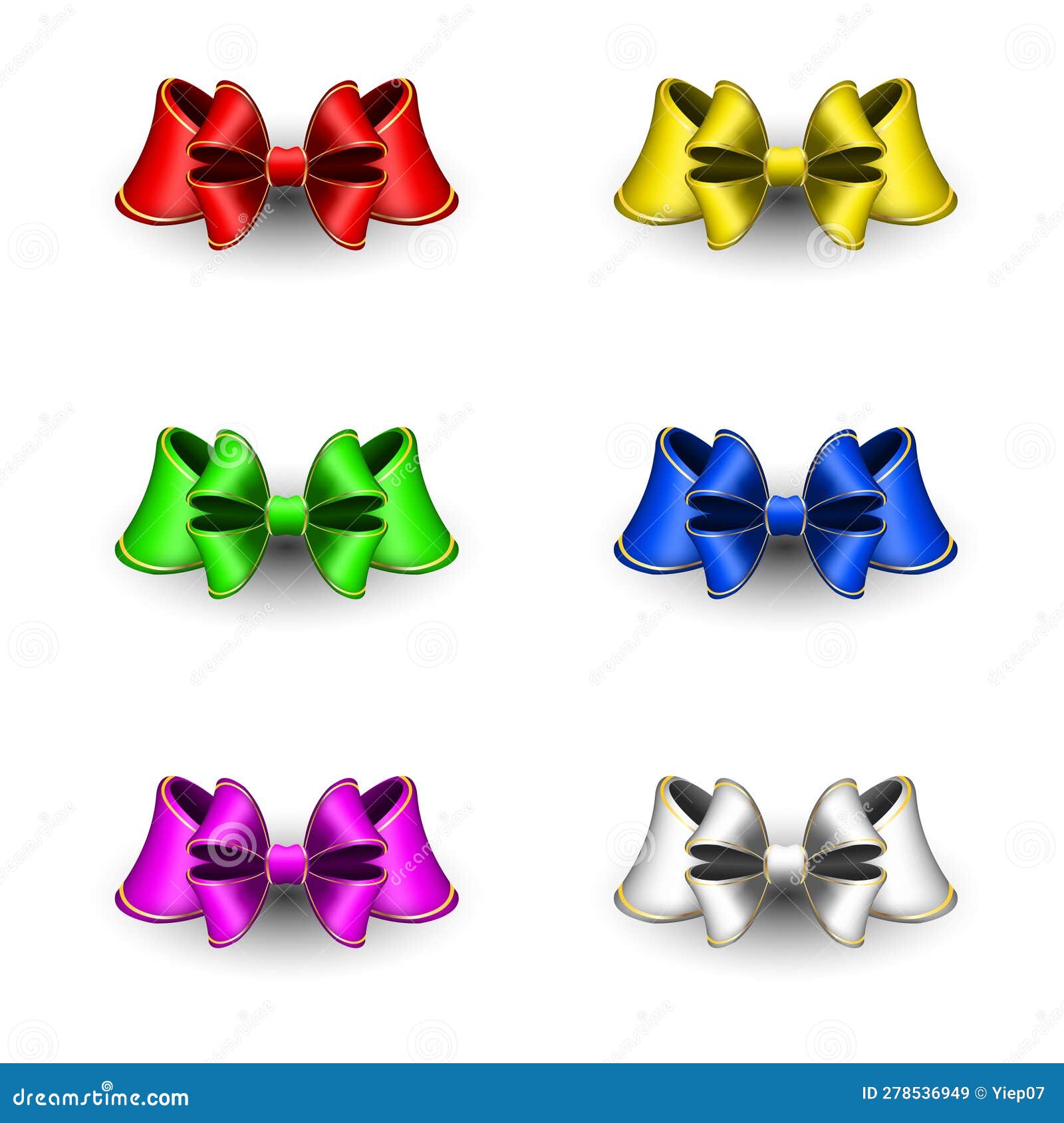 Set of Colorful Bows Isolated on White Background Stock Vector ...