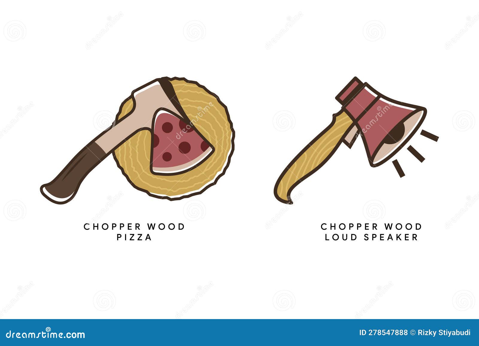 Logo Design Template about Wood Chopper Pizza and Loud Speaker Chopper ...