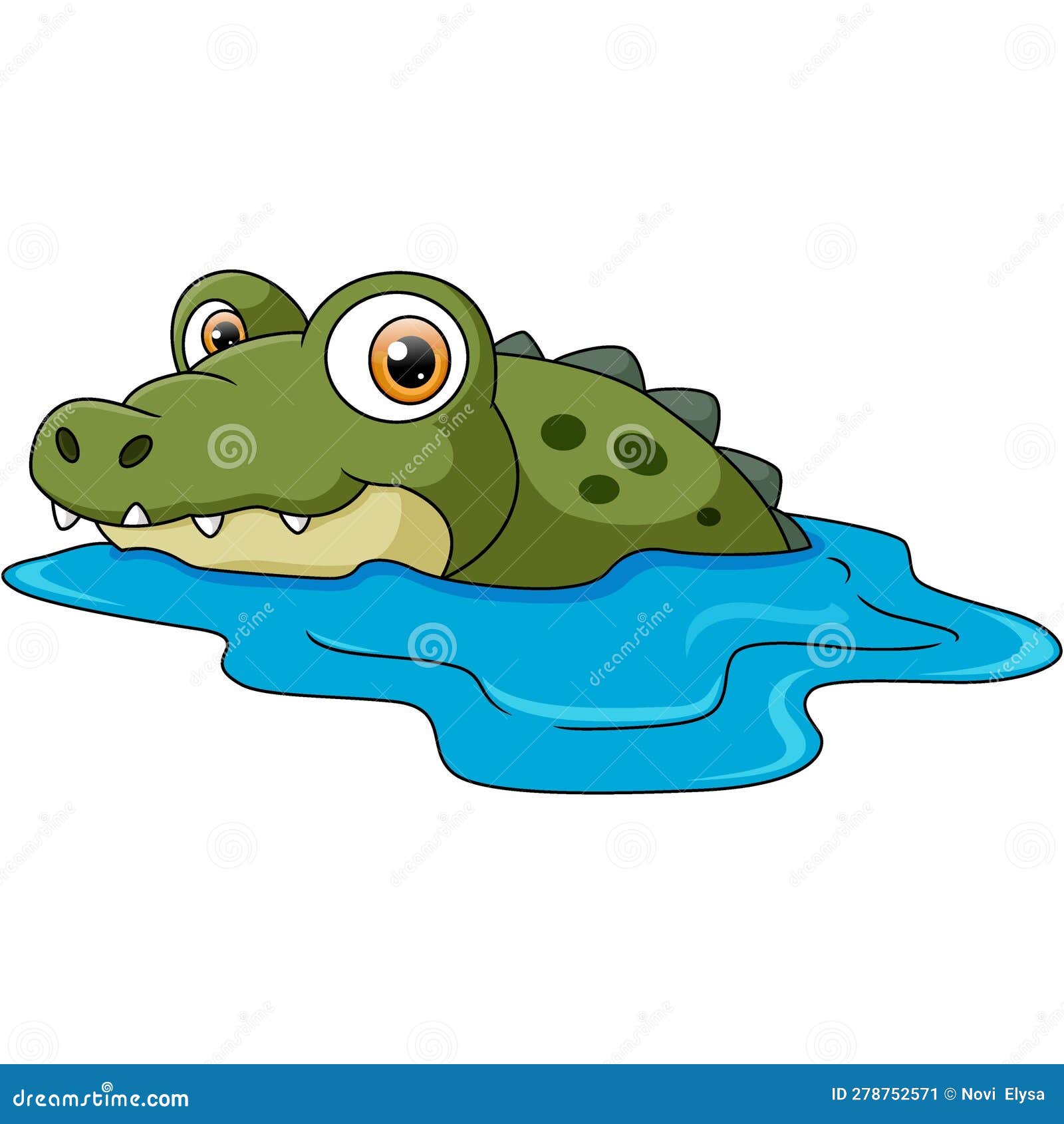 Cute Crocodile Cartoon Swimming in the River Stock Vector ...