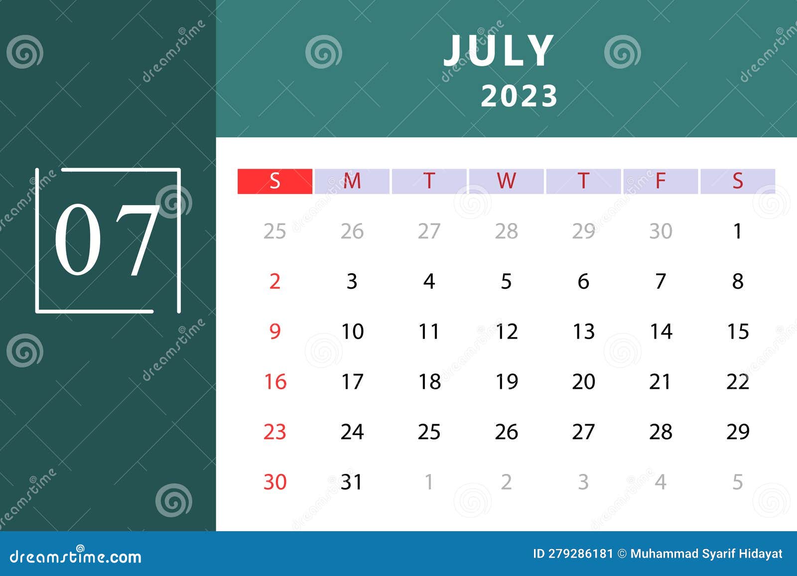 July 2023 stock vector. Illustration of plan, design - 279286181