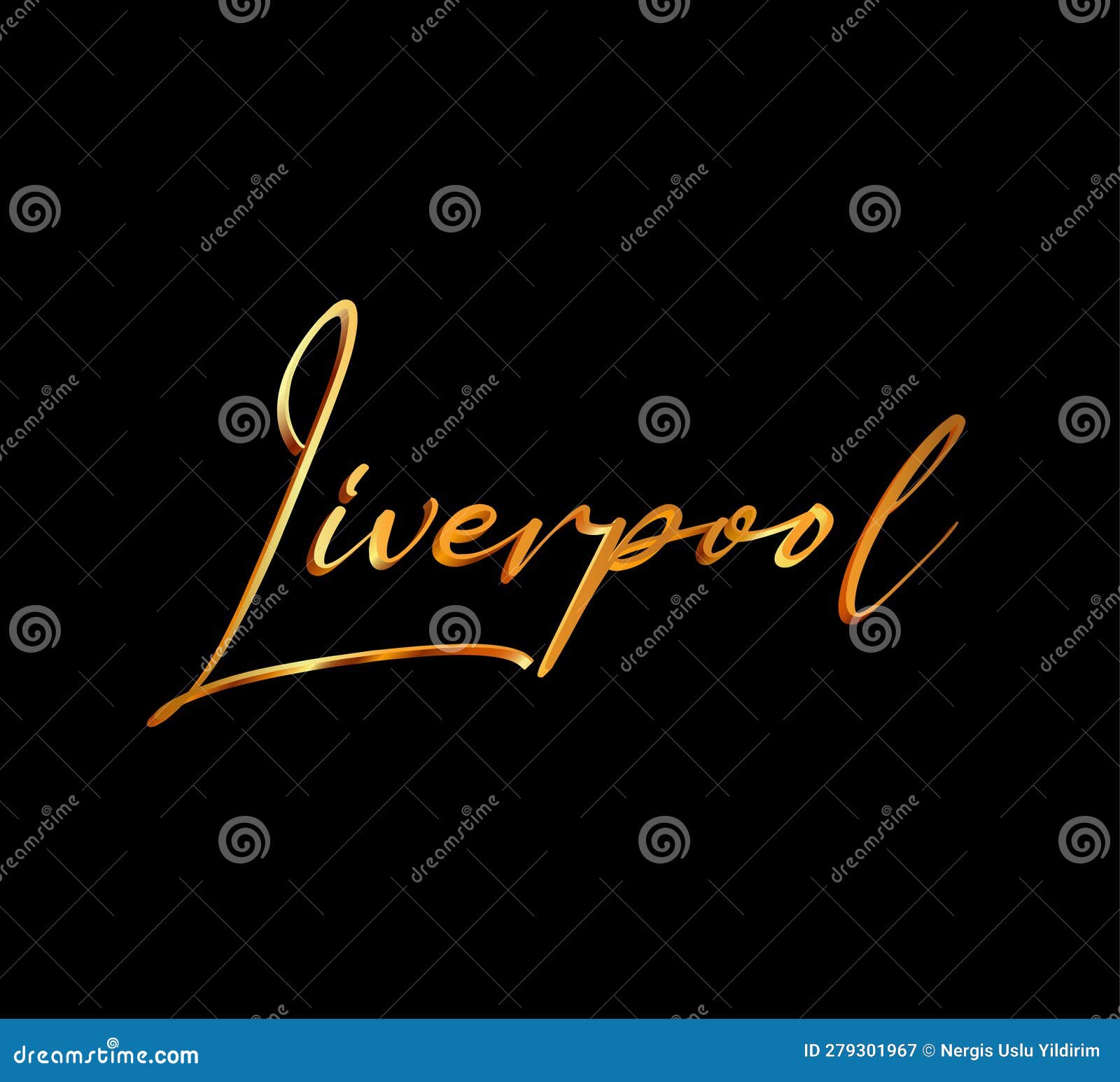 3d gold liverpool text stock vector. Illustration of script - 279301967