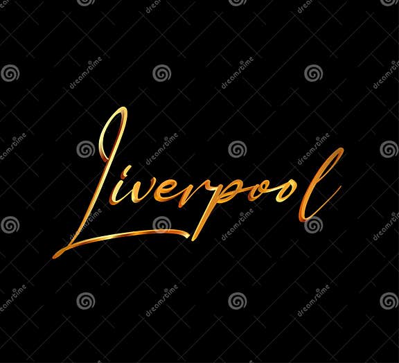 3d gold liverpool text stock vector. Illustration of script - 279301967