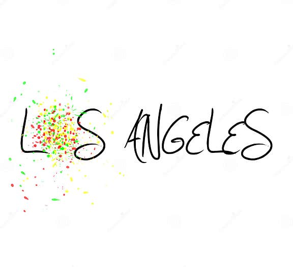 Los Angeles Text with Colorful Paint Drops Stock Vector - Illustration ...
