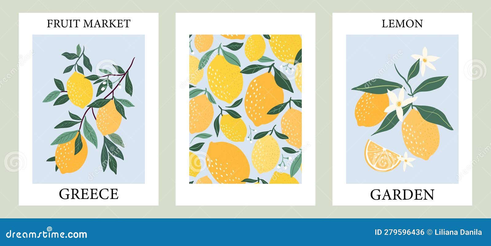 Abstract Contemporary Posters with Lemons Fruits Design, Aesthetic ...
