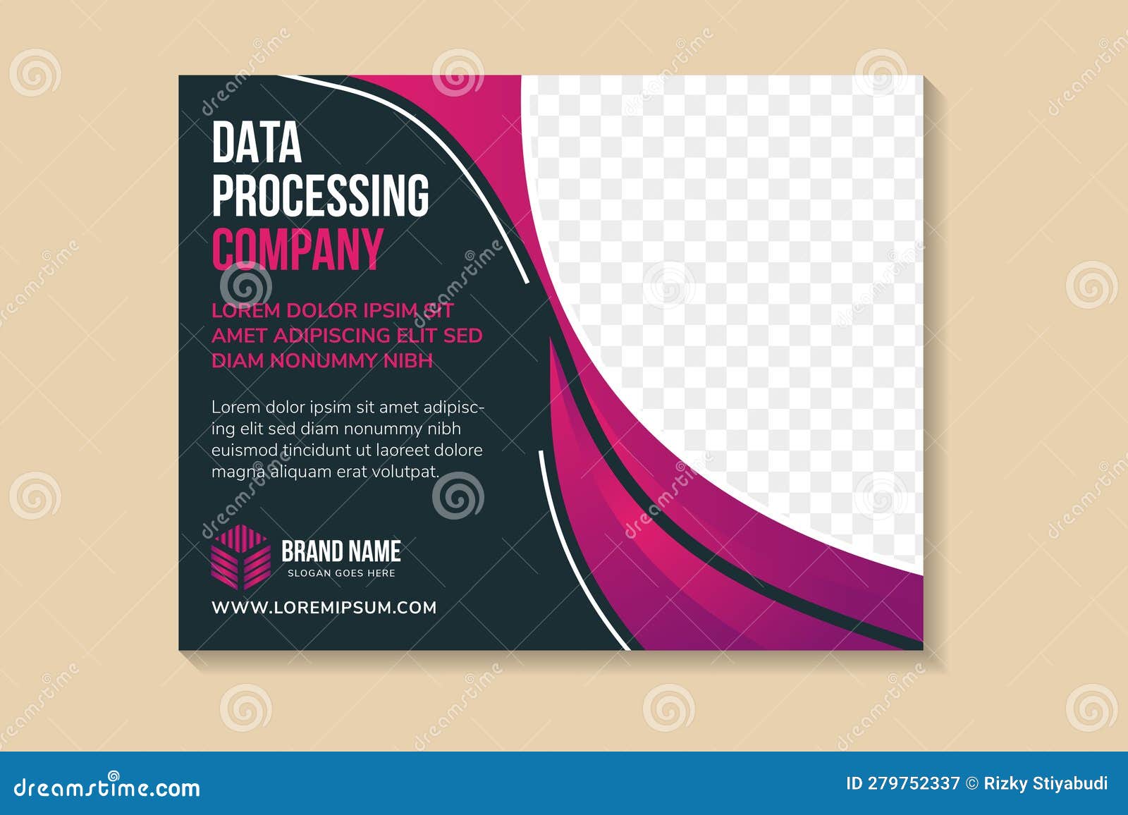Data Processing Company Flyer Design Template. Purple Brochure Horizontal Layout Stock Vector ...