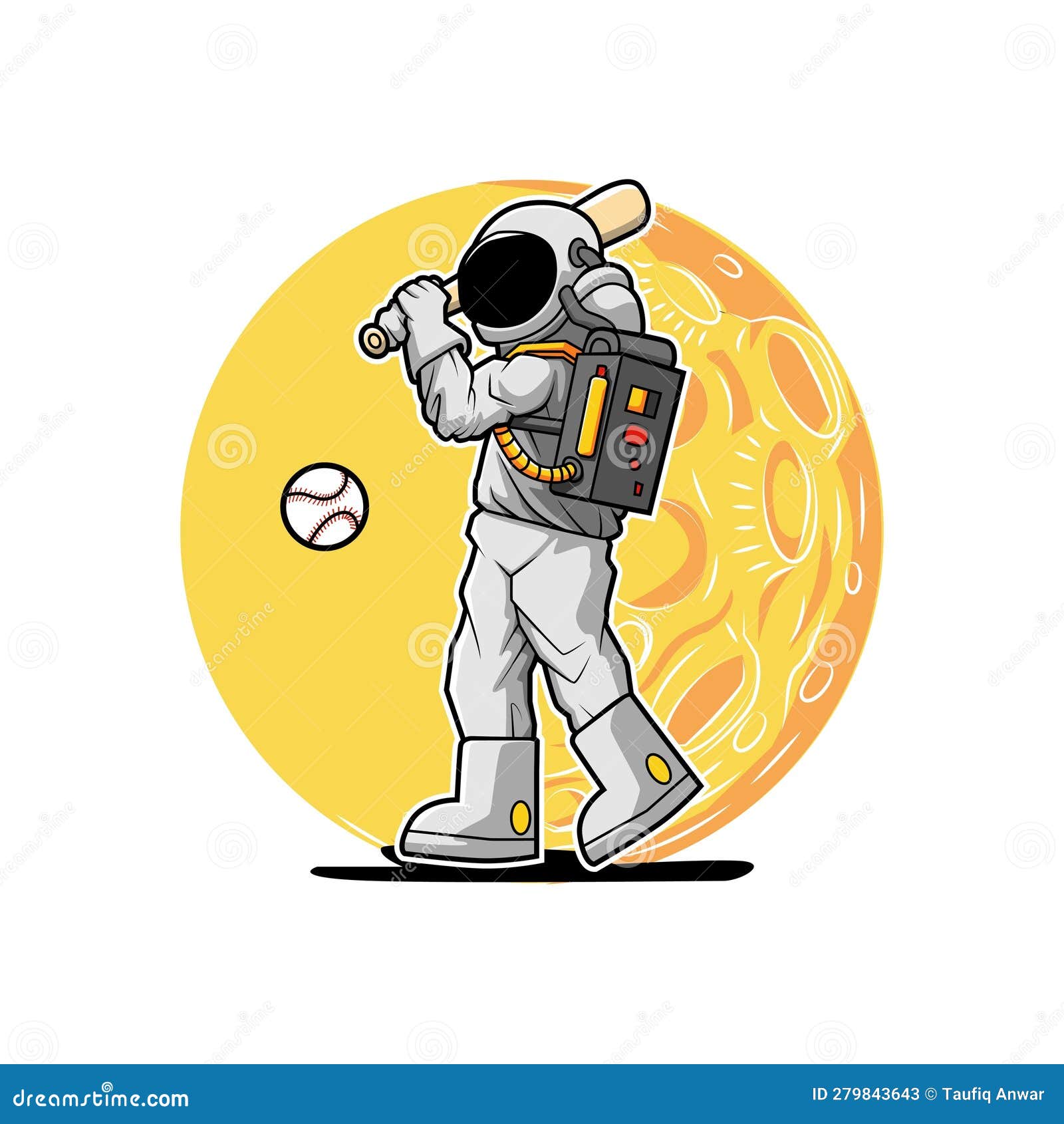 Astronaut Playing Baseball Vector Illustration Design Stock Vector ...