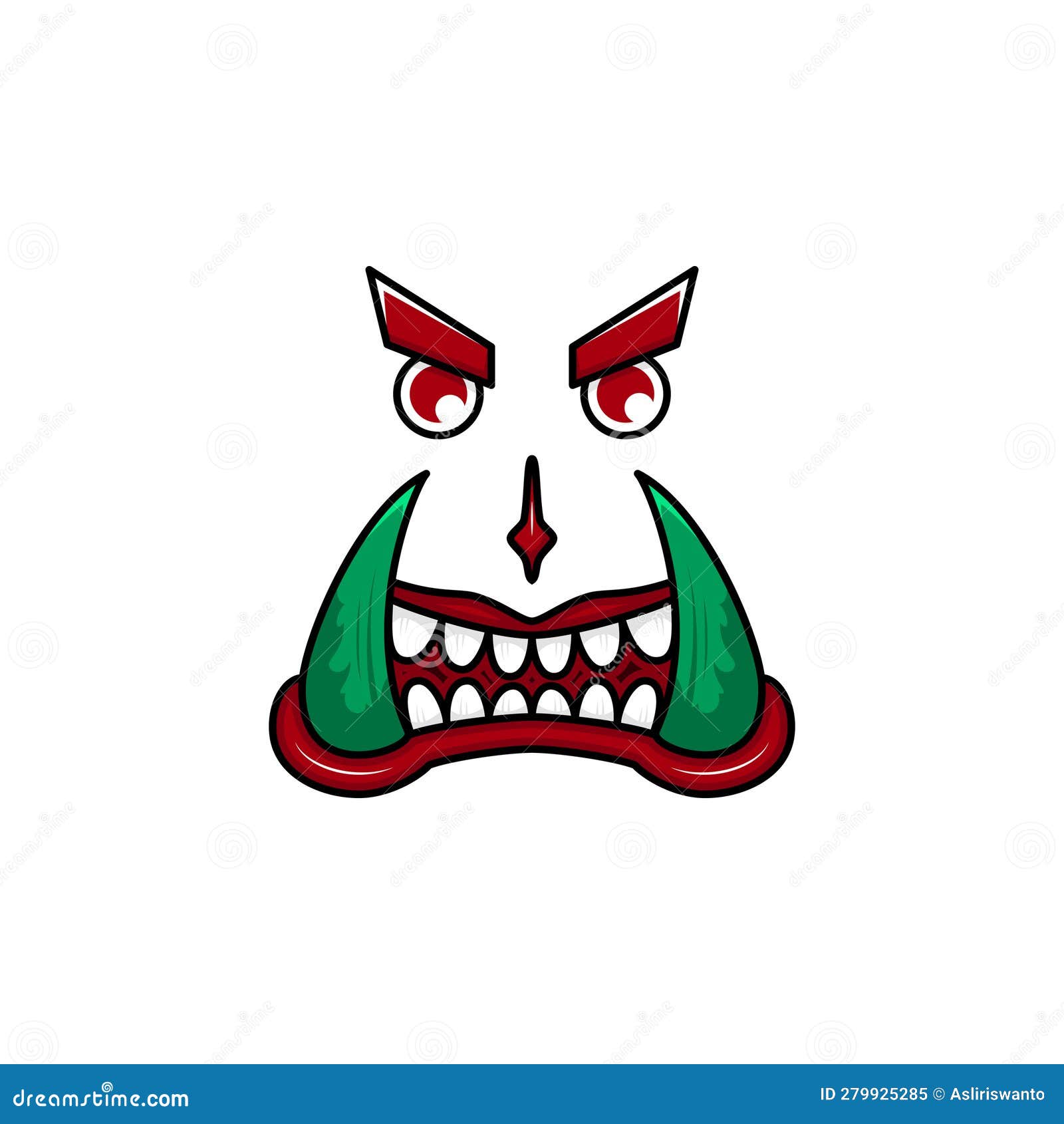 Illustration of Monster Face with Green Fangs Stock Vector ...