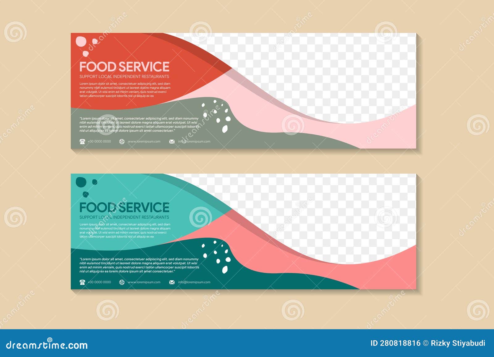 Abstract Banner Template Design for Food Services Horizontal Layout ...