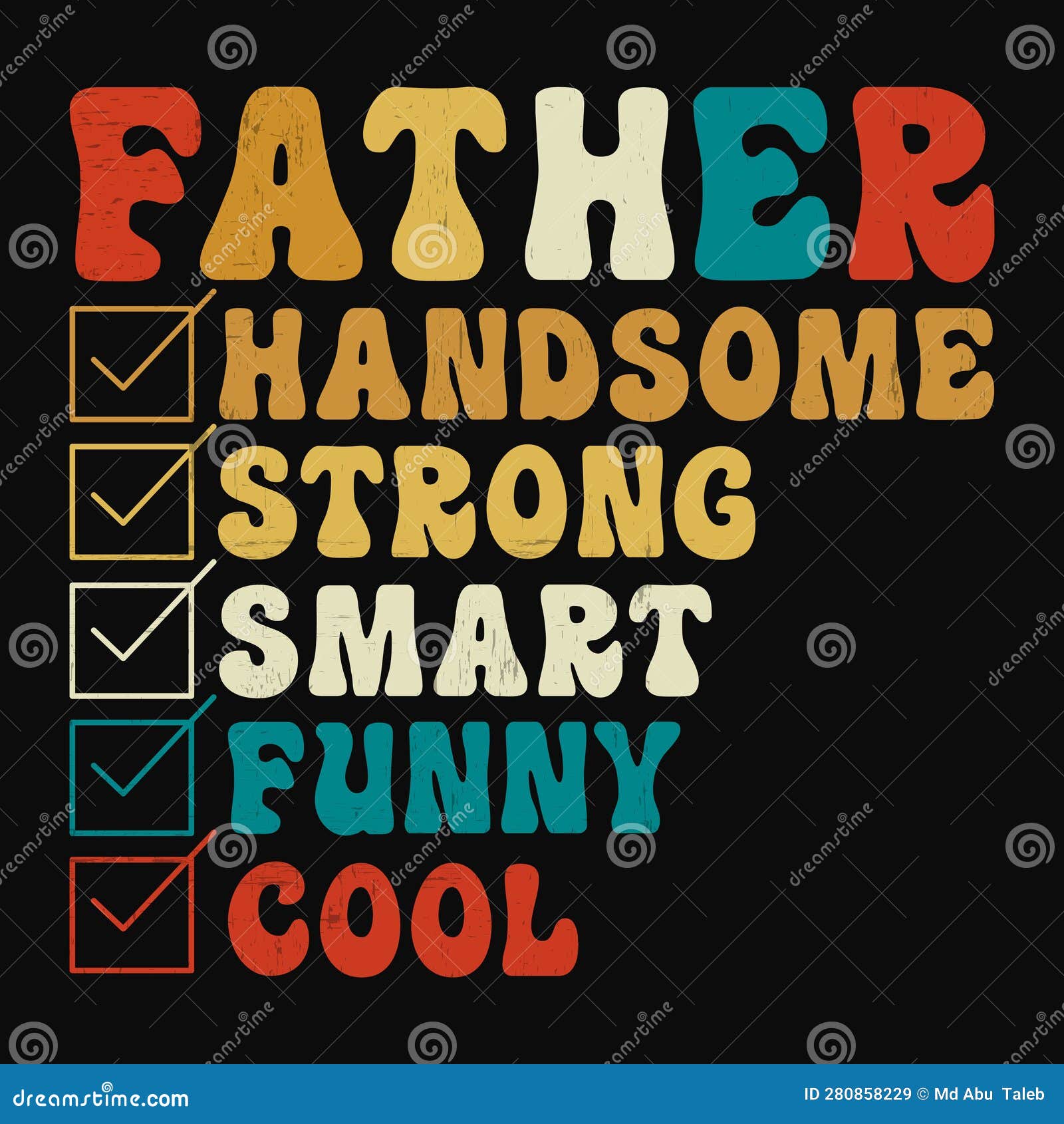 Father Handsome Strong Smart Funny Cool, Typography Design Stock ...