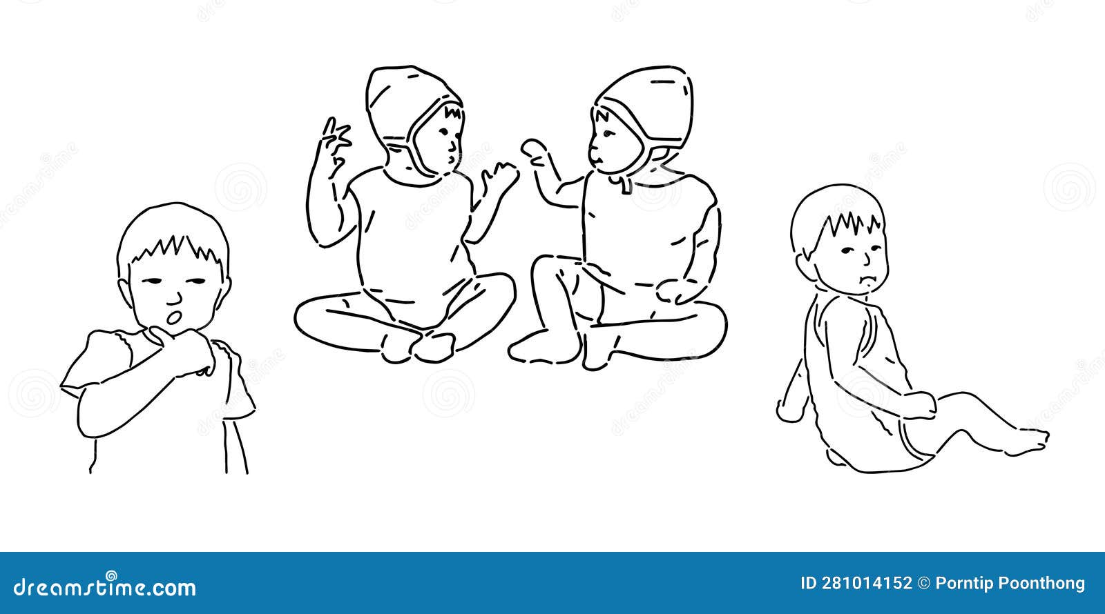 Drawing of Twin Baby. Set of Vector Image Stock Vector - Illustration ...