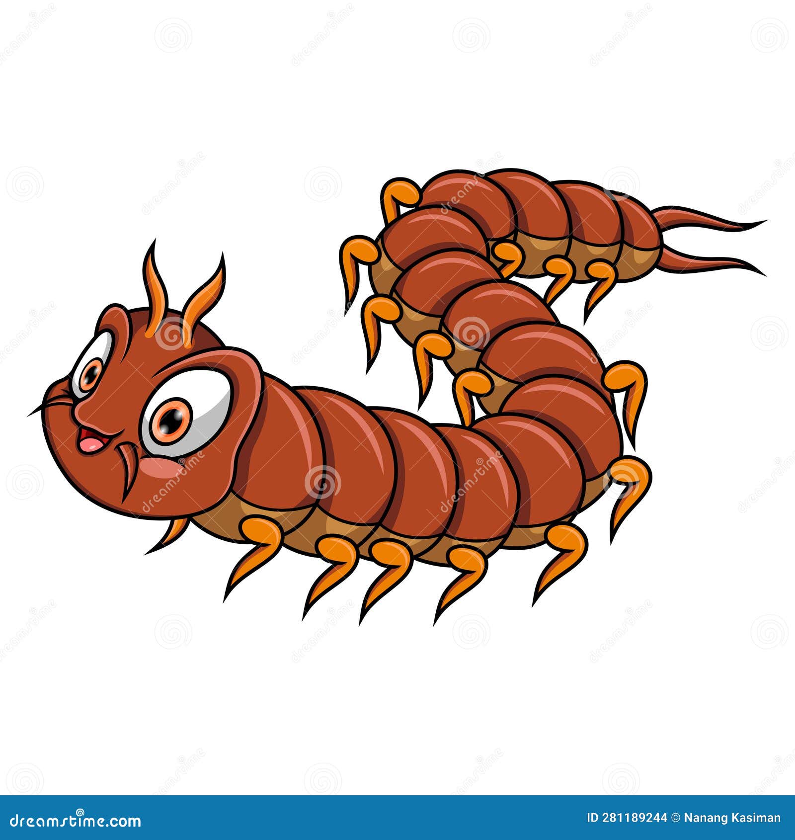 Cartoon Centipede Isolated on White Background Stock Vector ...