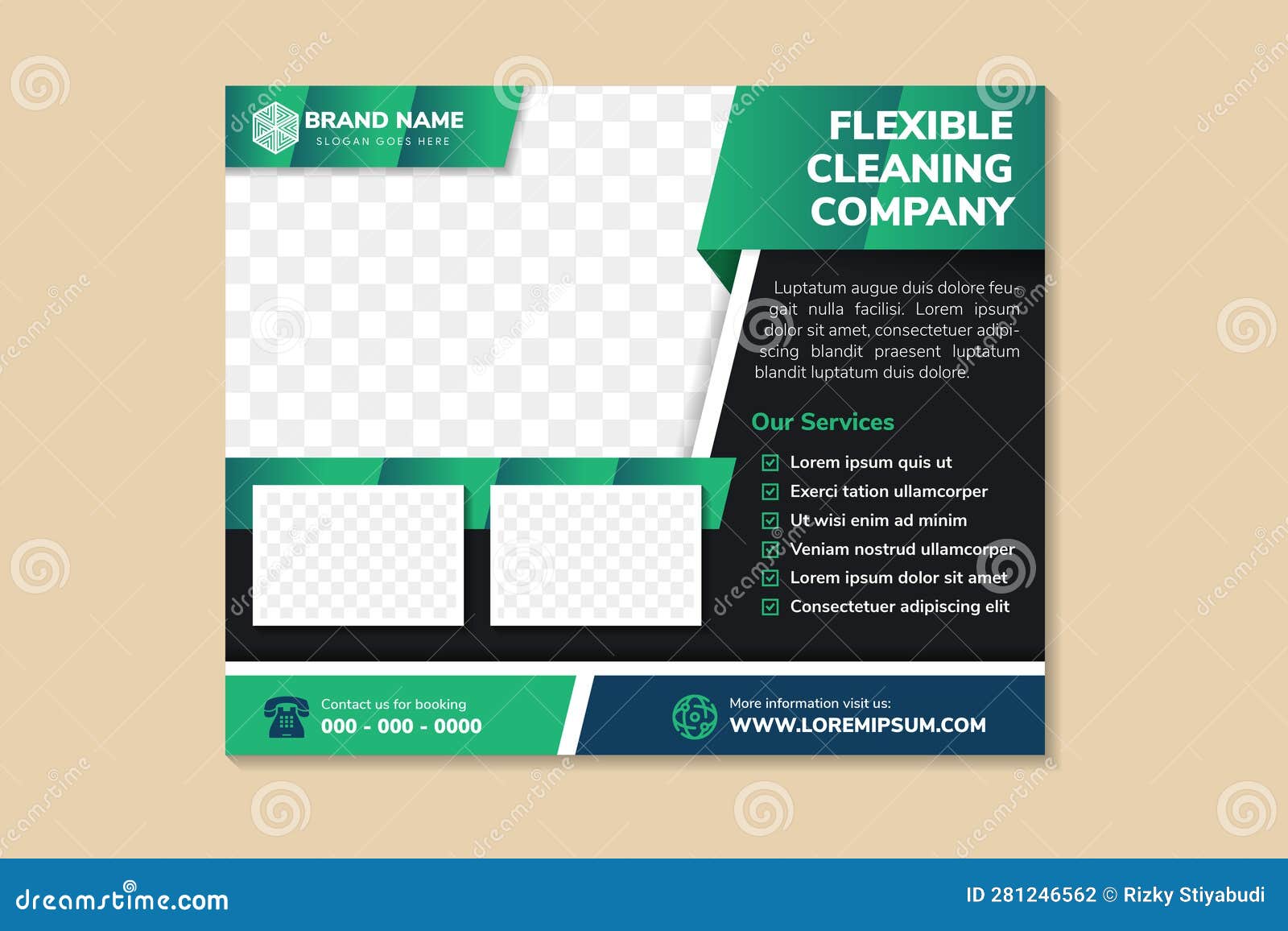 Flexible Cleaning Company Flyer Template with Space for Photo Collage ...