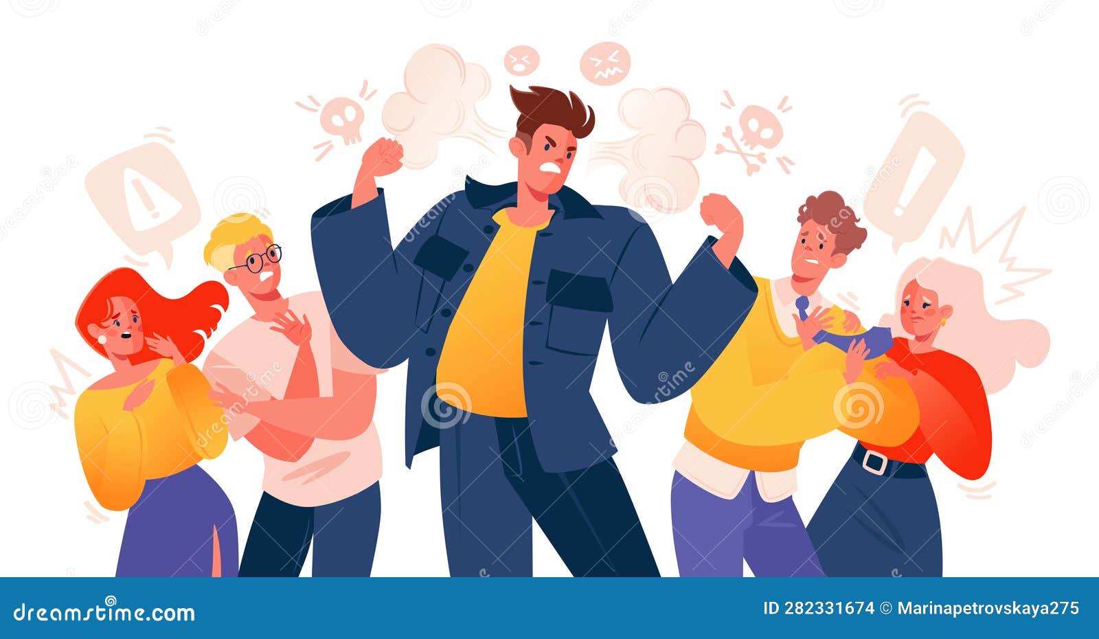 Evil Man, ?urious Person in Rage and People Frightened by His Behavior ...