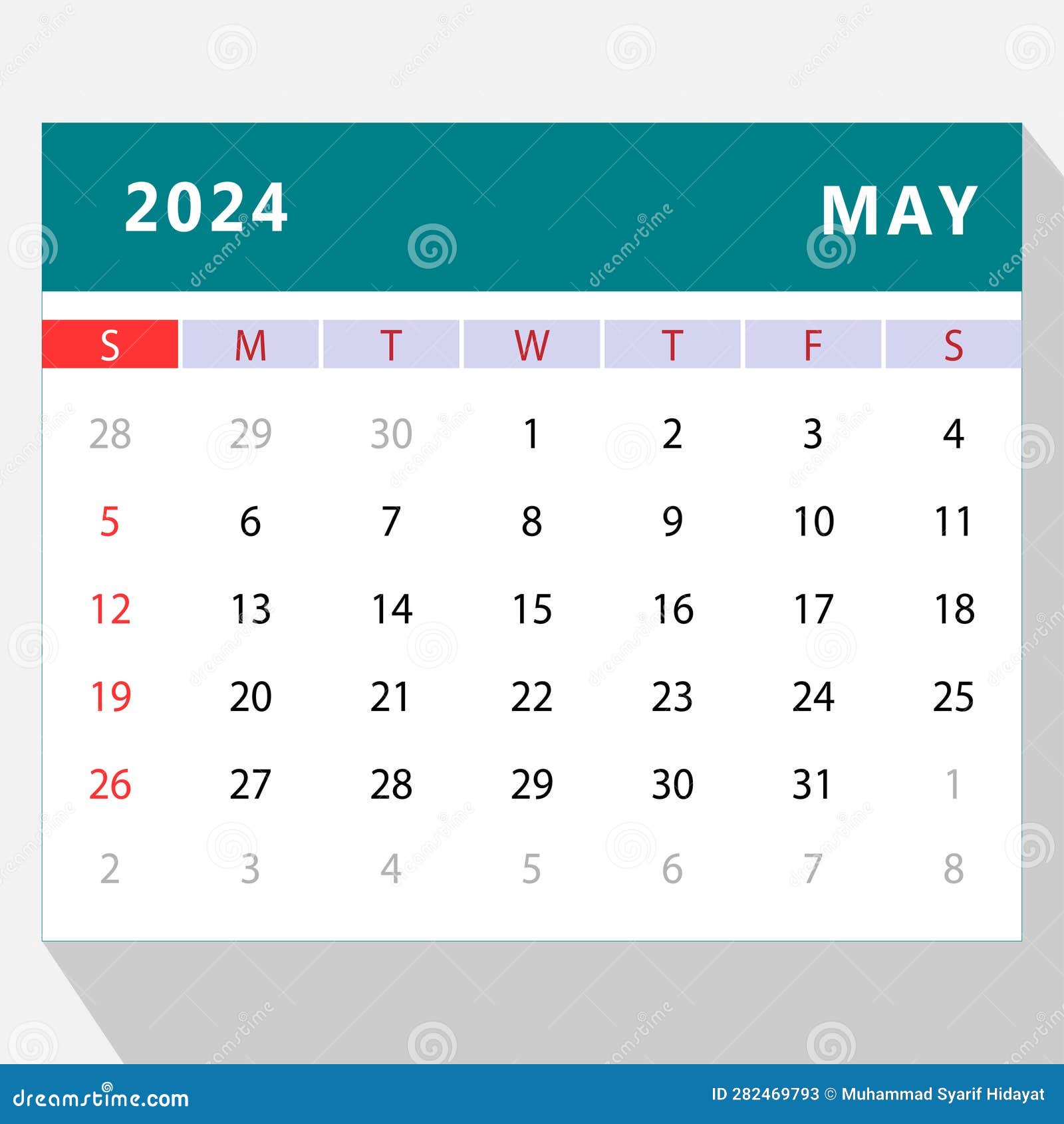 May 2024 calendar stock illustration. Illustration of schedule - 282469793