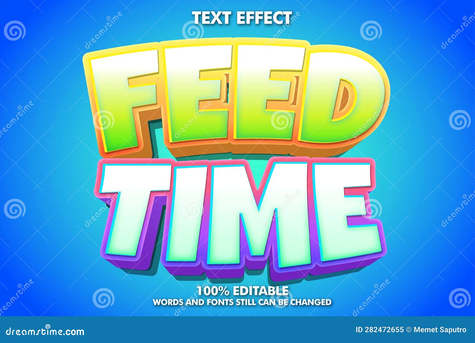 Feed Time Text Effect for Adobe Illustrator Stock Illustration ...