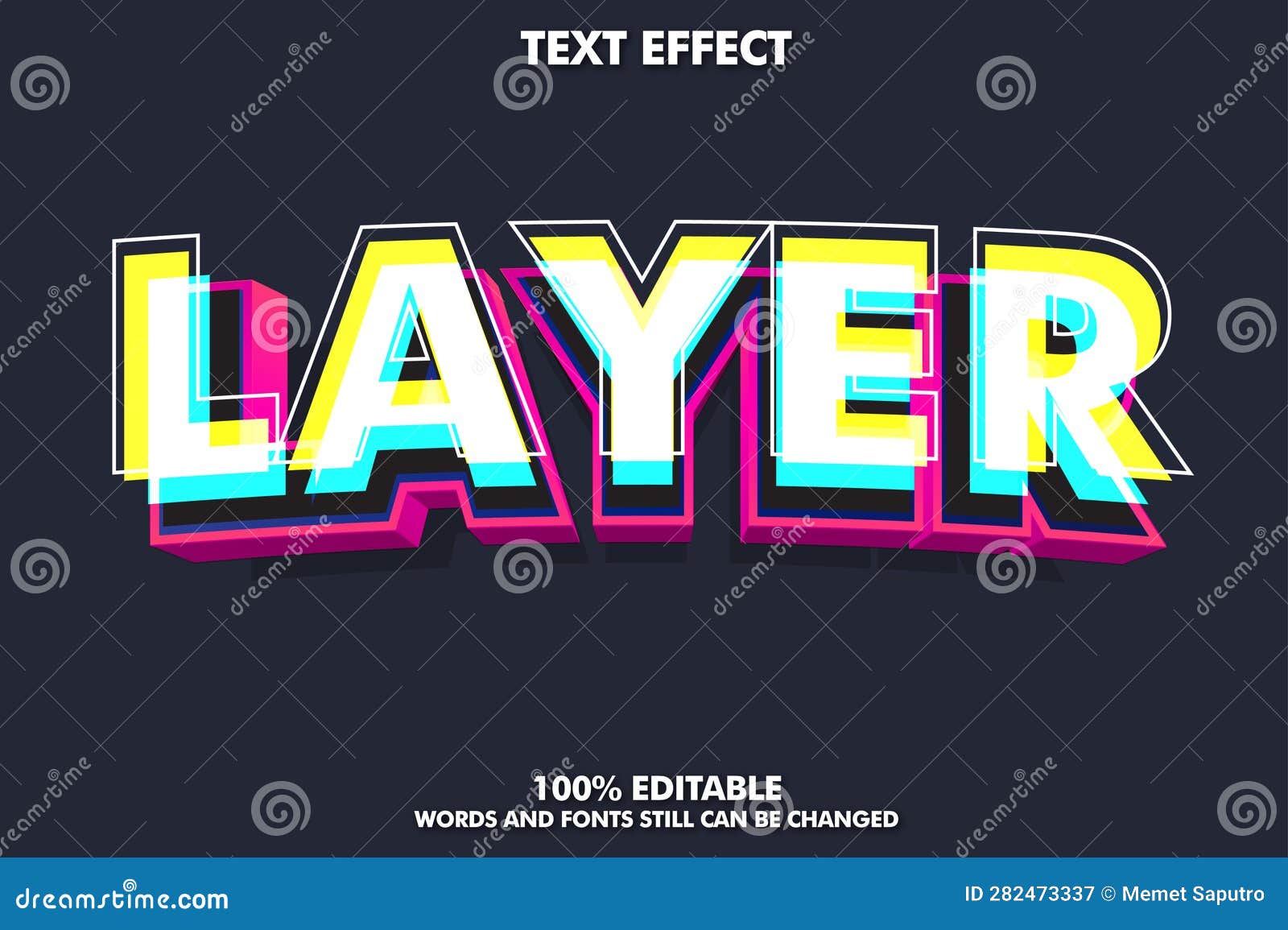 Layered Editable Text Effect for Illustrator Stock Illustration ...