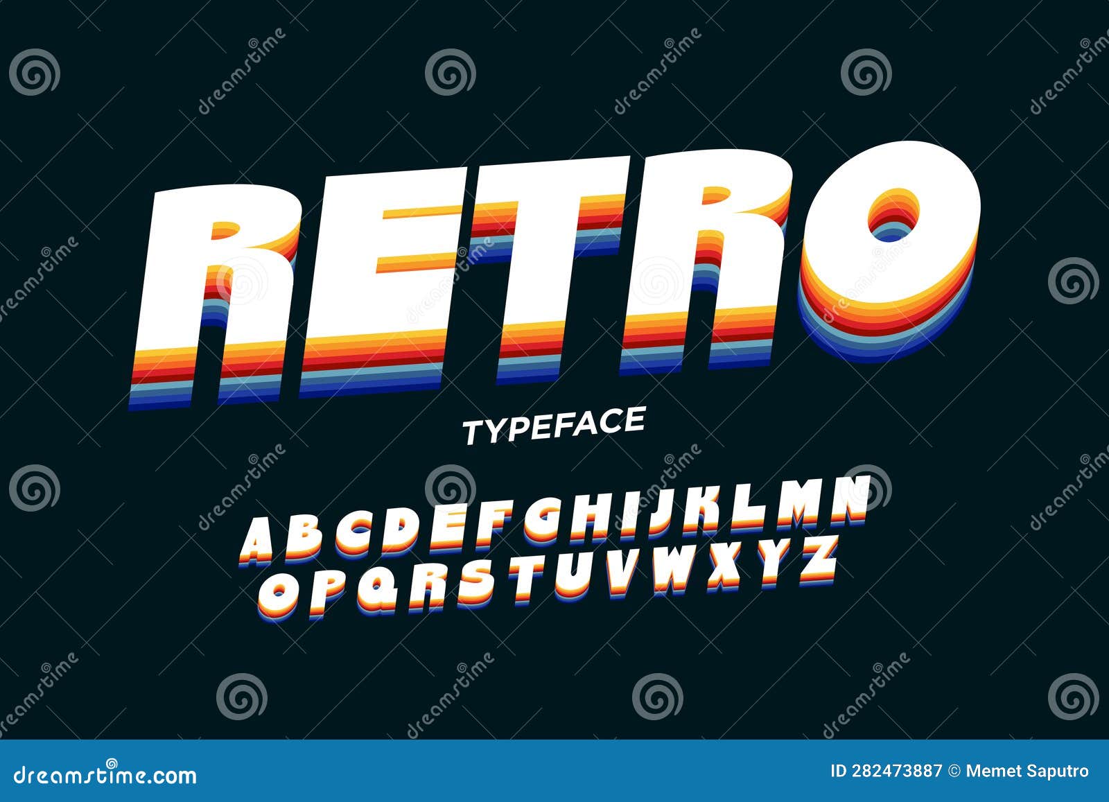 Groovy retro typeface stock illustration. Illustration of shade - 282473887