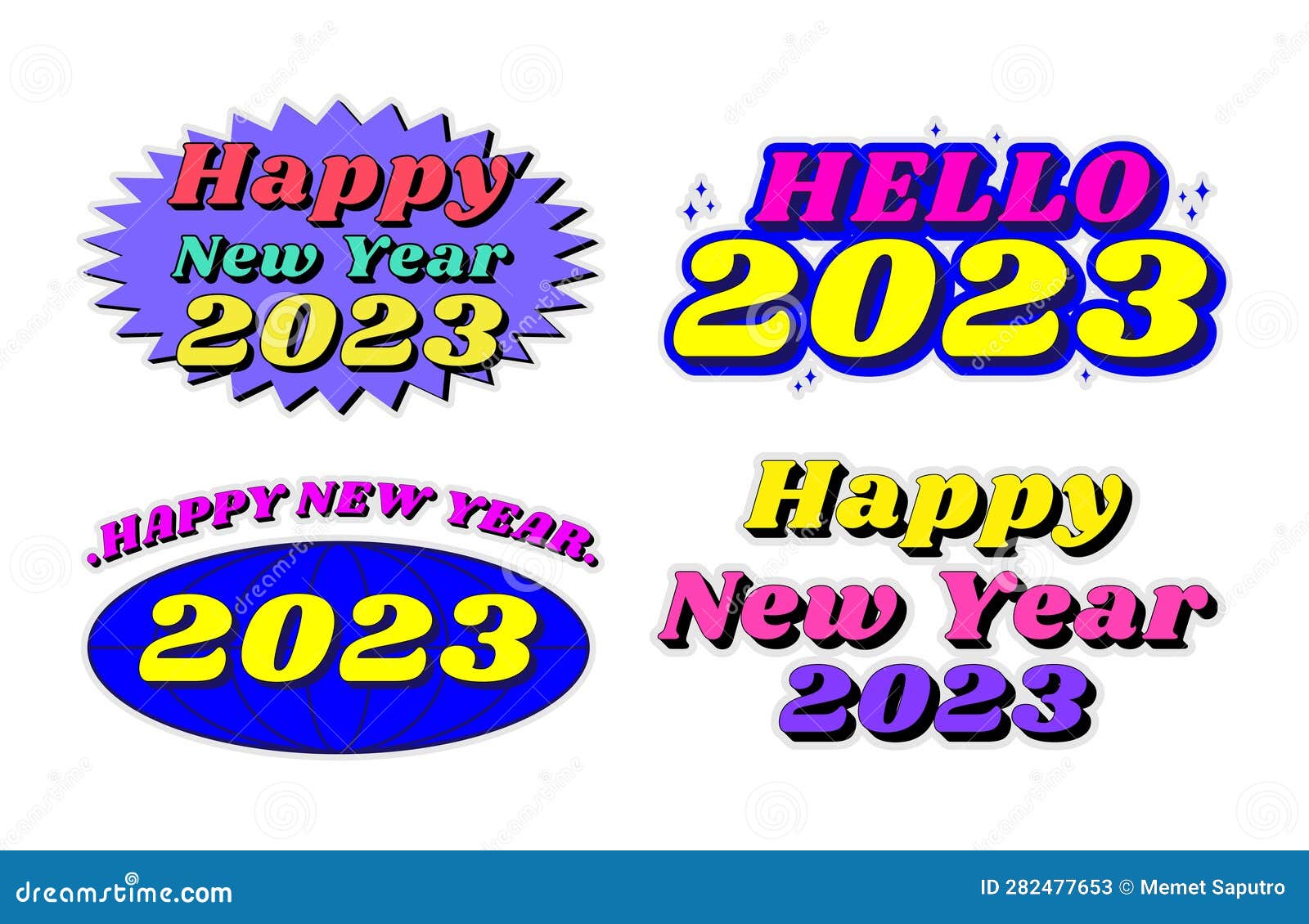 Set of new year sticker stock image. Image of sticker - 282477653