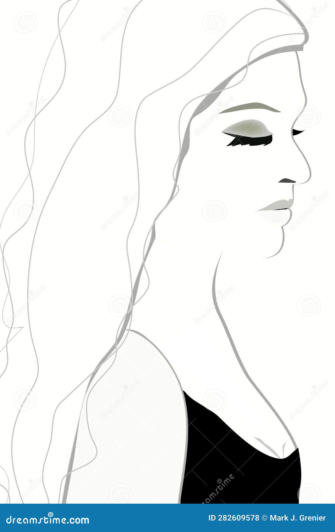 Demurely Posed with Eyes Closed Stock Vector - Illustration of eyes ...