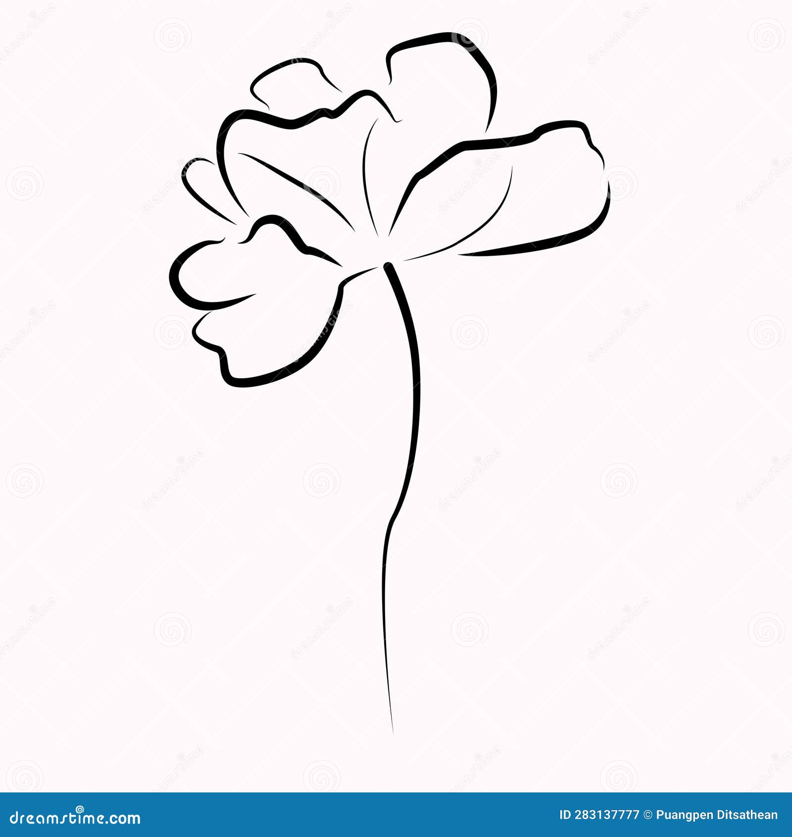Vector Single Line Art Floral Set, Simple Illustration. Stock Vector ...