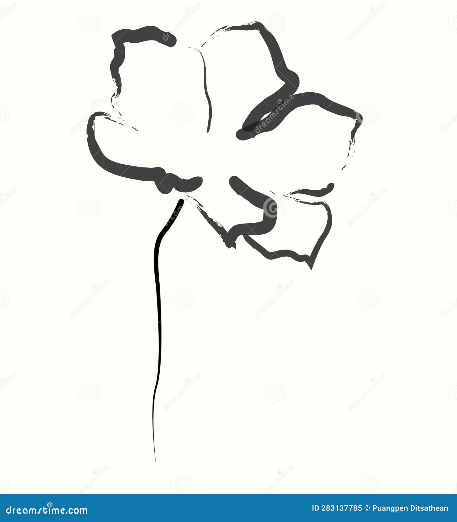 Vector Single Line Art Floral Set, Simple Illustration. Use Watercolor ...