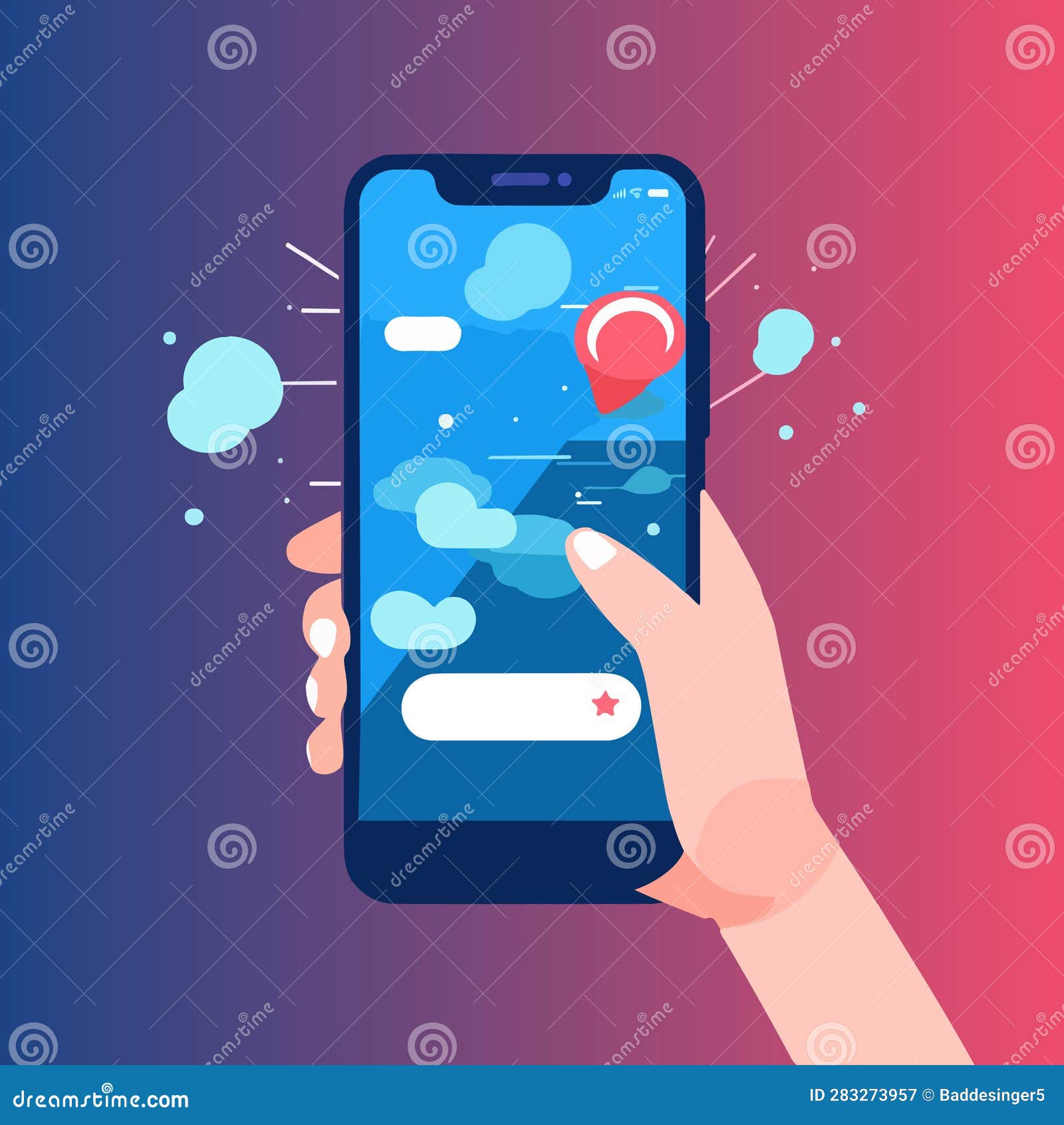 Smartphone in Hand. Vector Illustration in Flat Style. Isolated on ...