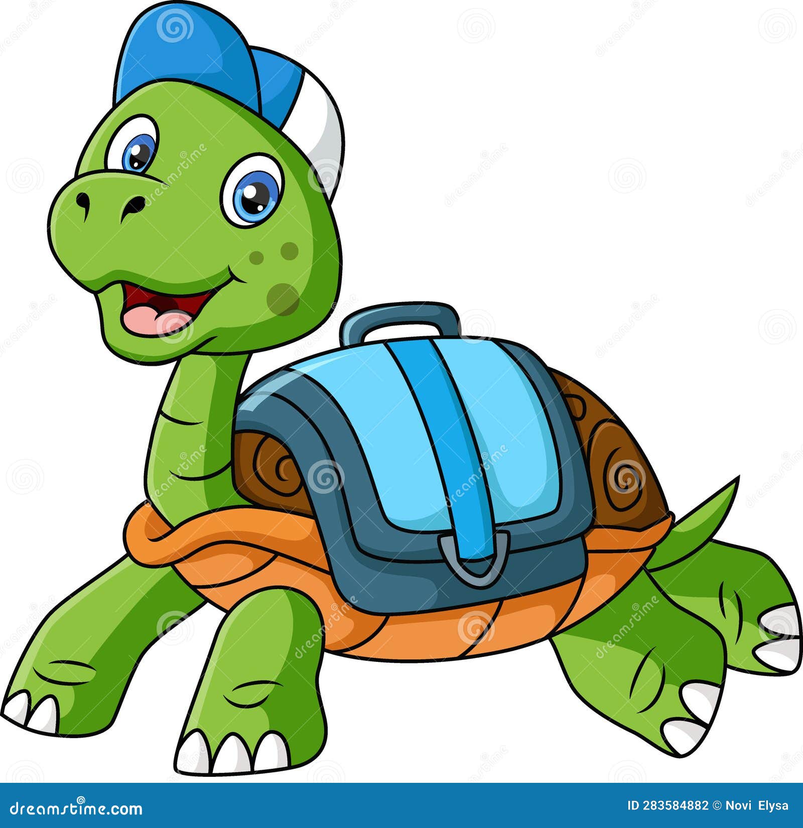 Cute Turtle Wearing a Blue Hat Stock Vector - Illustration of slow ...