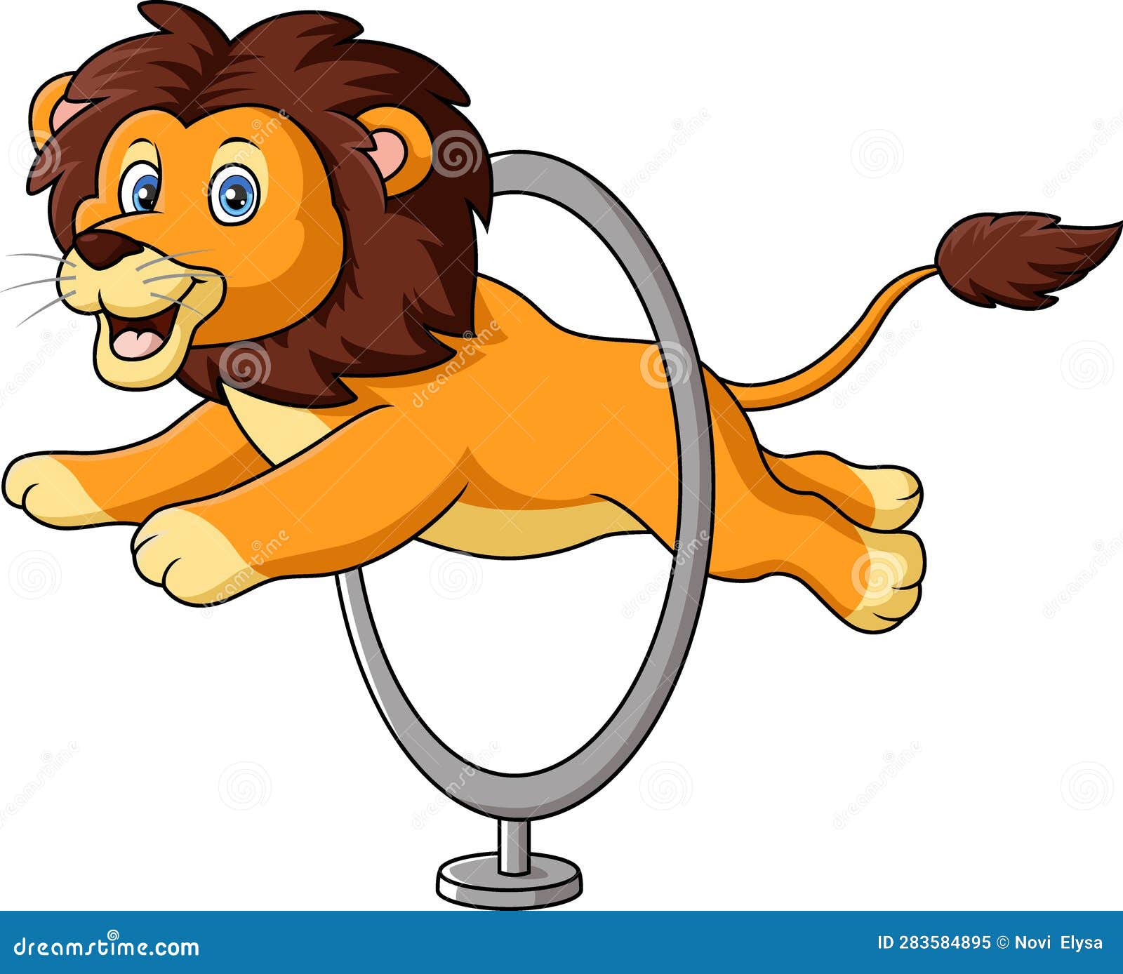 Cute Lion Jumping through Ring Stock Vector - Illustration of circus ...