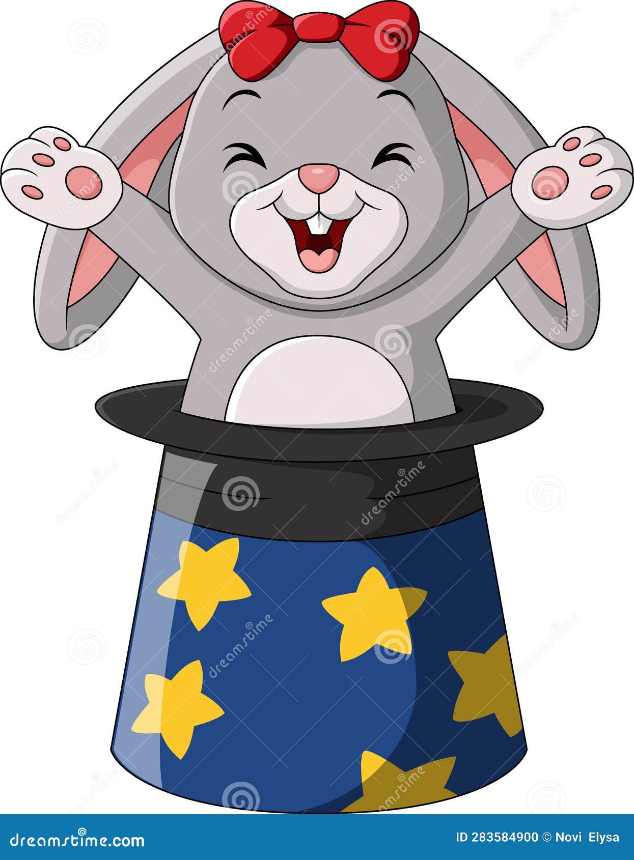 Cute Rabbit Cartoon Appearing from a Magic Top Hat Stock Vector ...