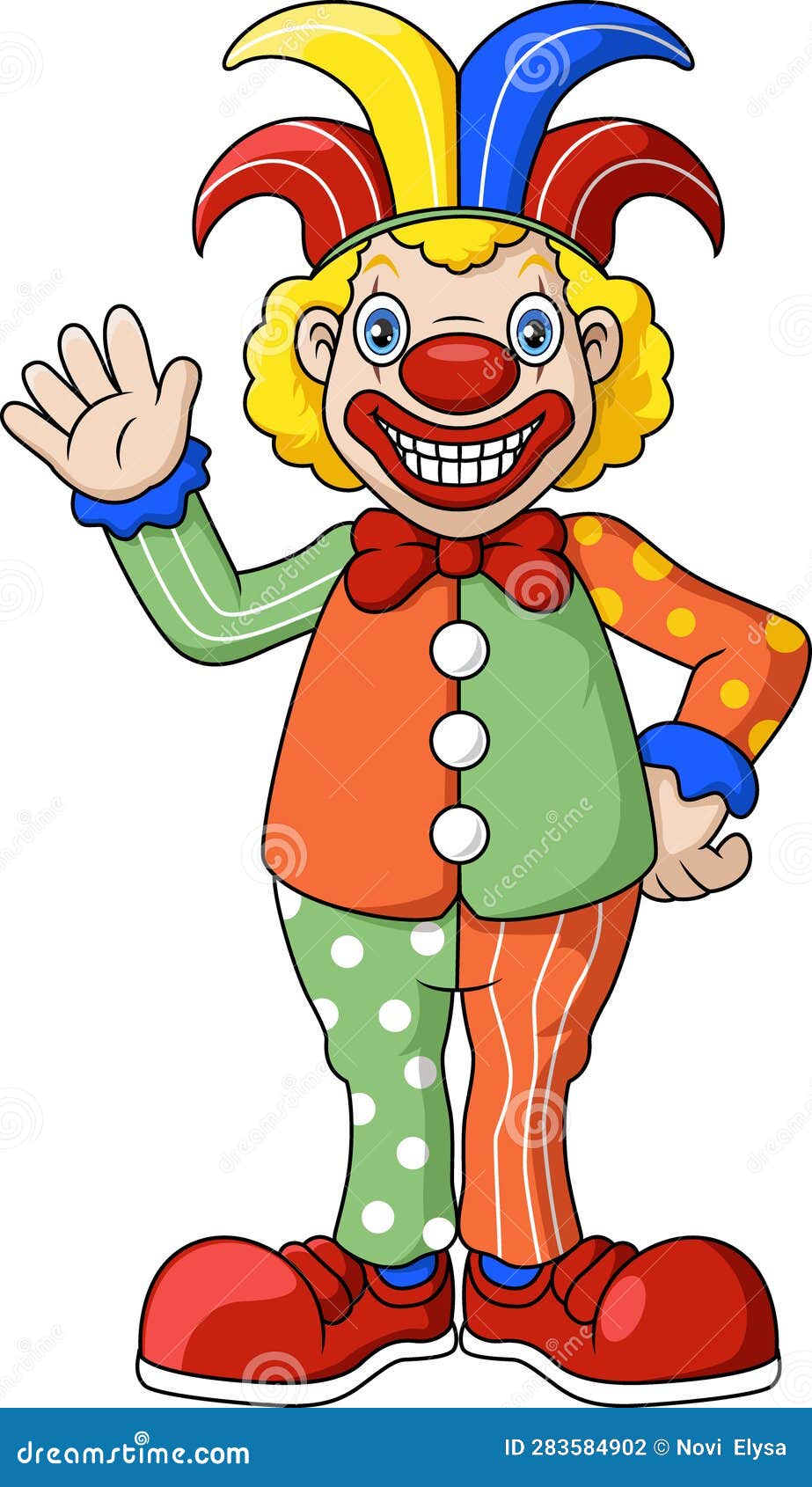 Cute Clown Cartoon Waving Hand Stock Vector - Illustration of circus ...