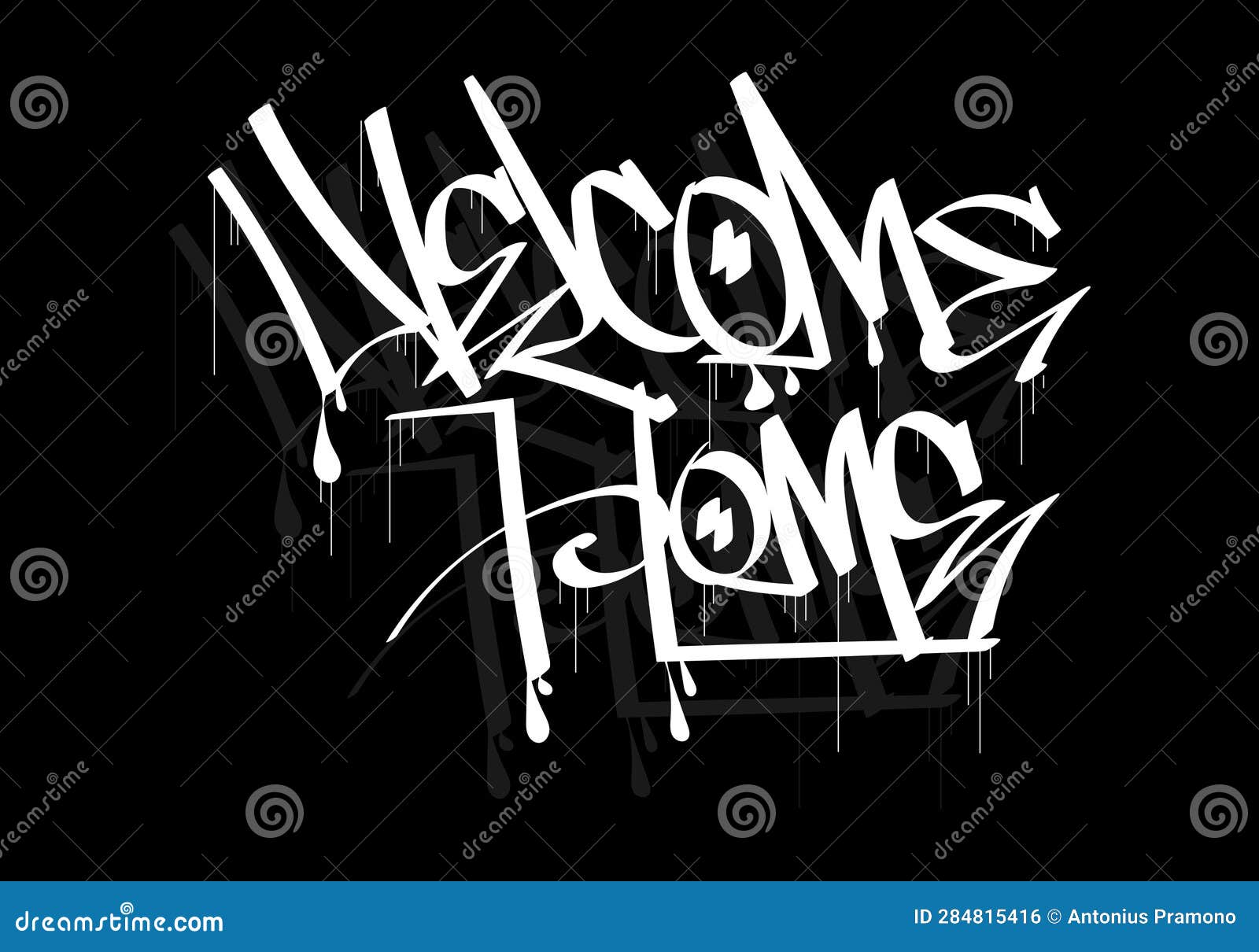 WELCOME HOME Word Graffiti Tag Stock Vector - Illustration of spray ...