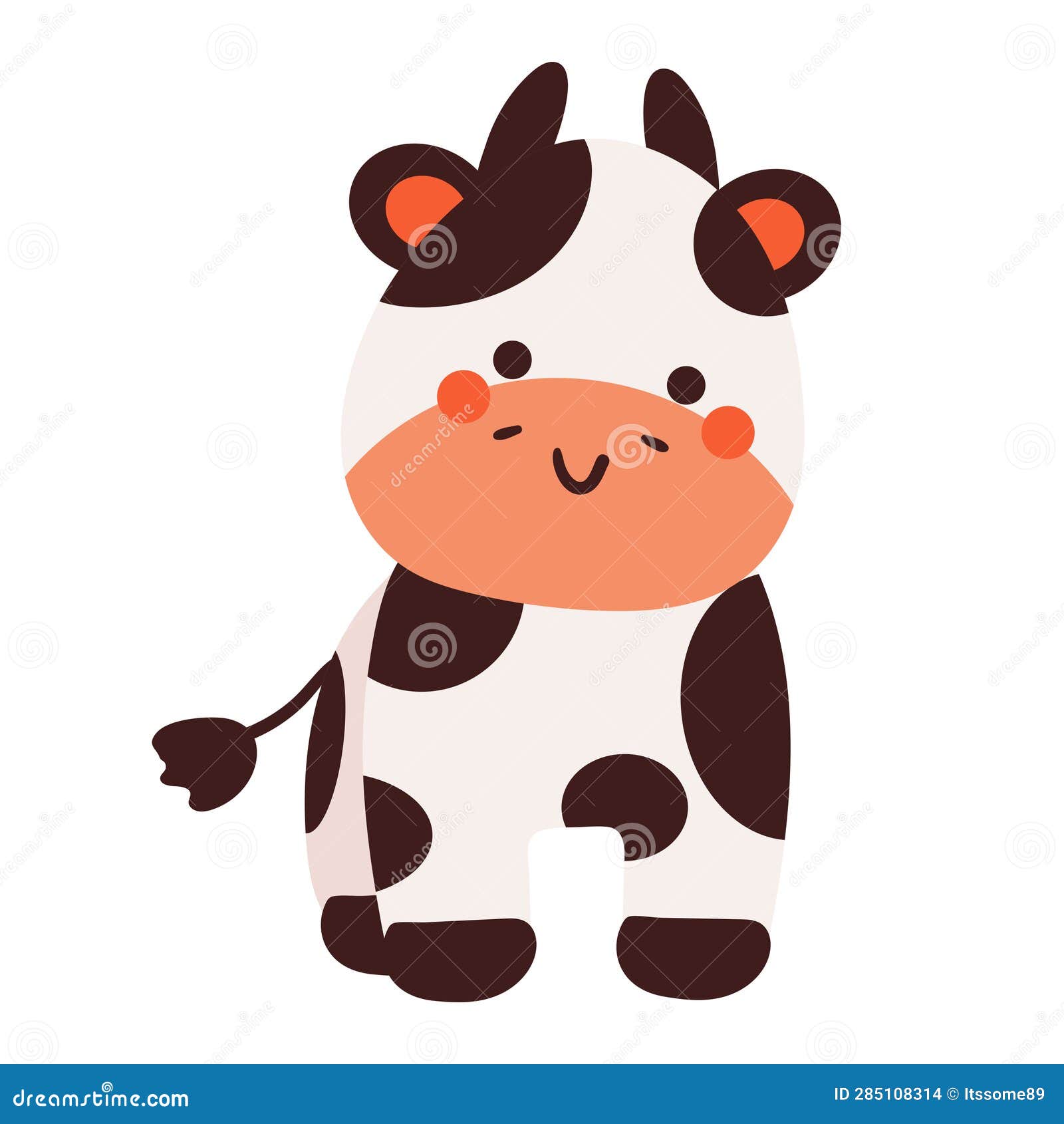 Hand Drawing Cartoon Cow Sticker Stock Vector - Illustration of animal ...