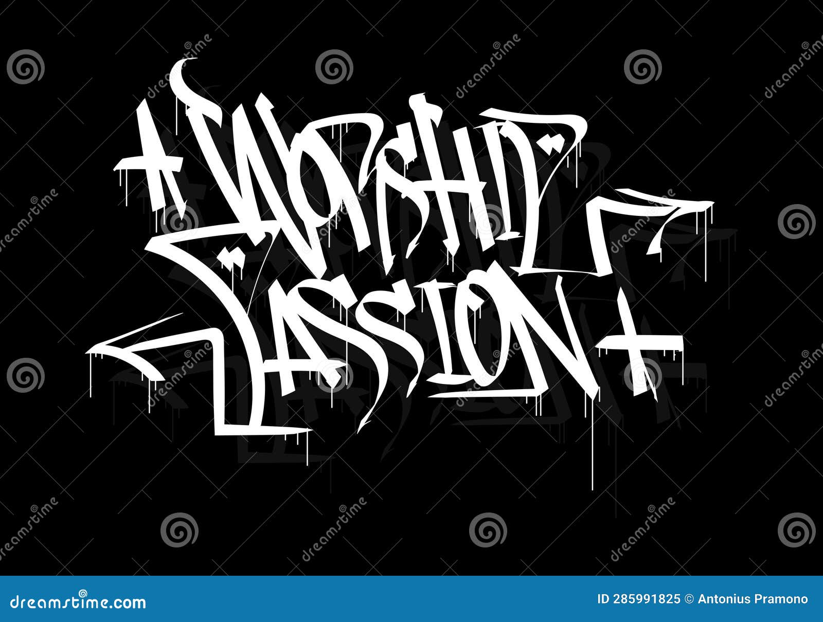WORSHIP PASSION Word Graffiti Tag Style Stock Vector - Illustration of ...