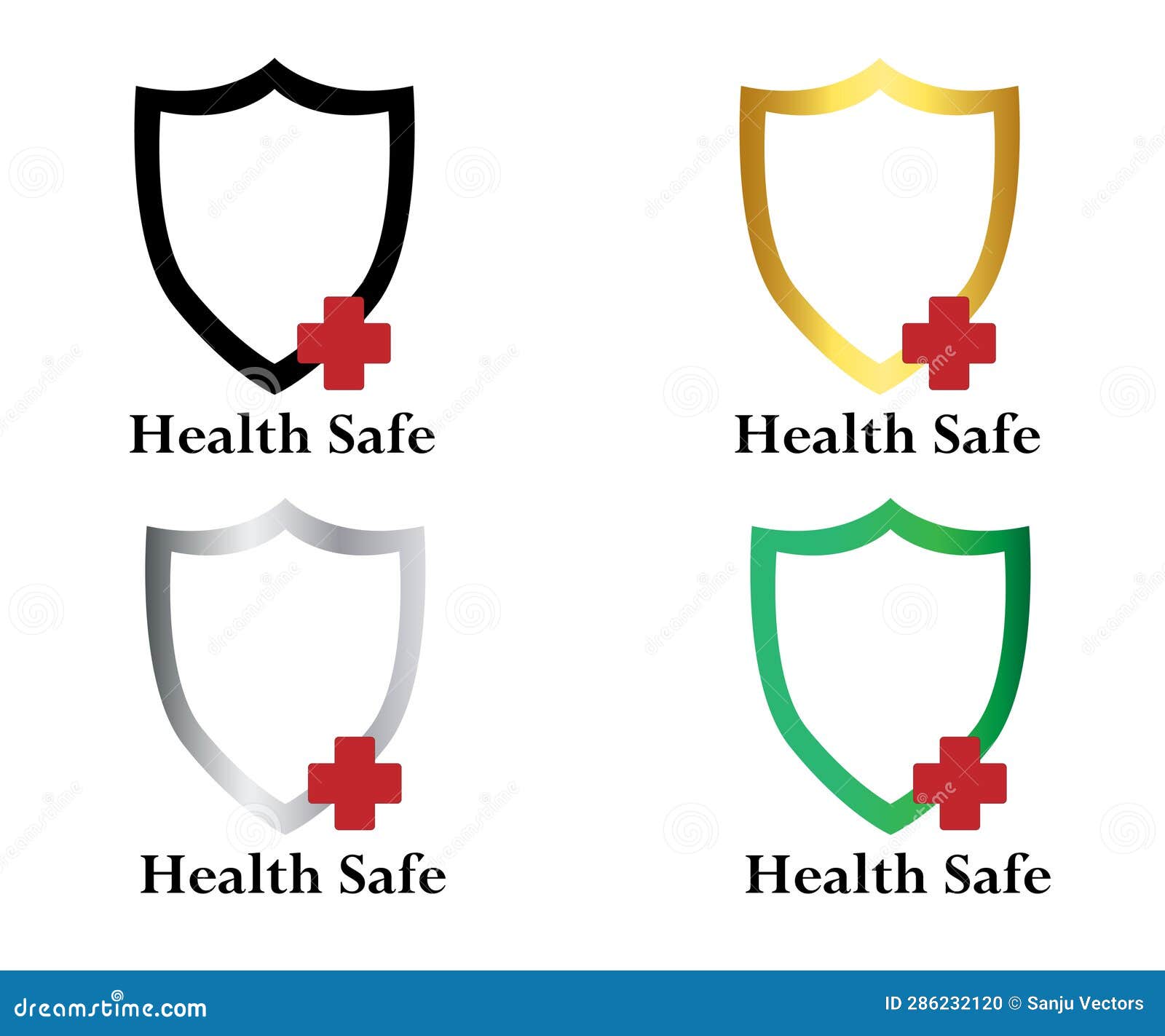 Health Safe Vector Illustration on Black, Gold, Silver and Green Colors ...