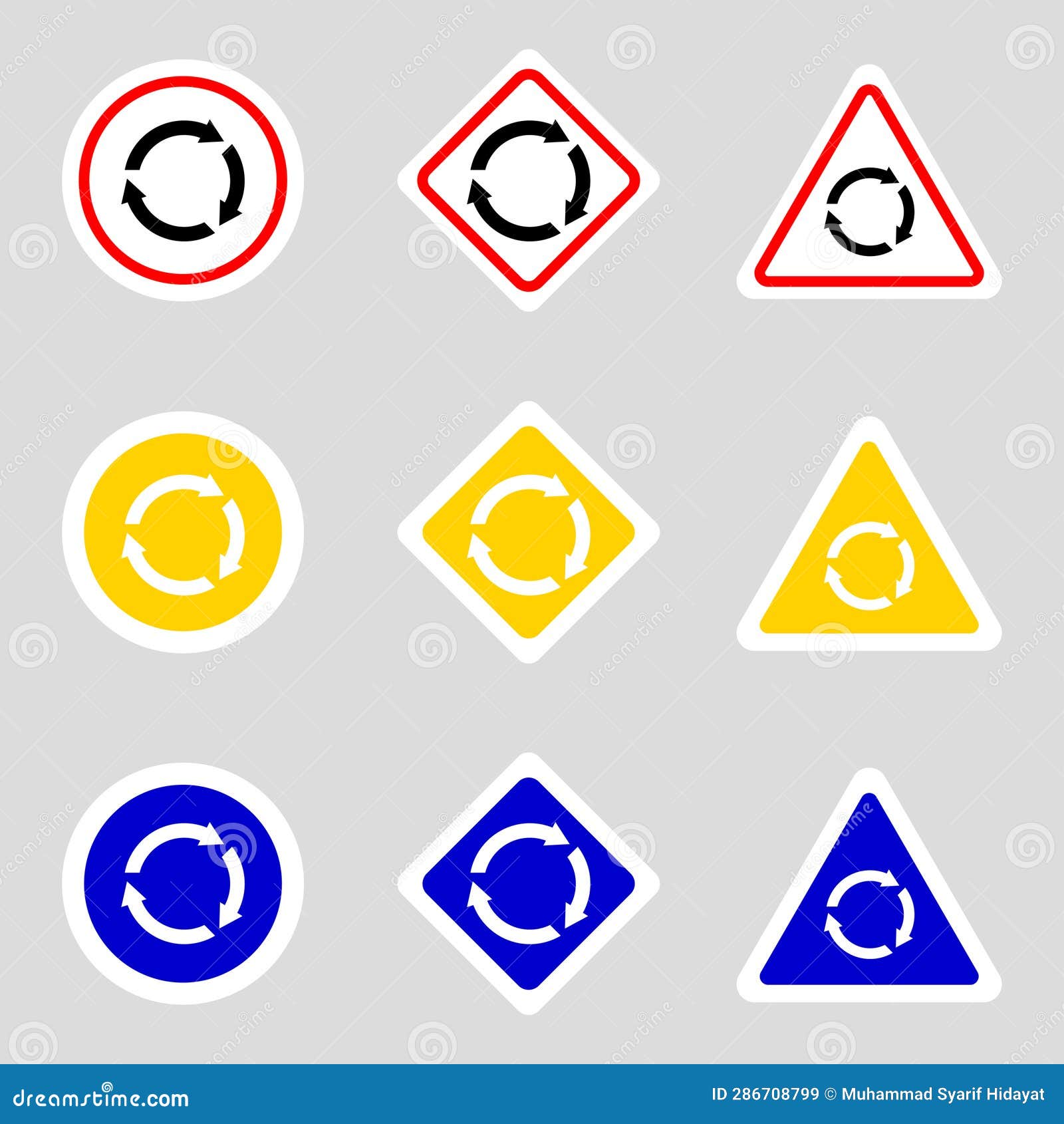 Set Of Roundabout Signs Cartoon Vector | CartoonDealer.com #286708799