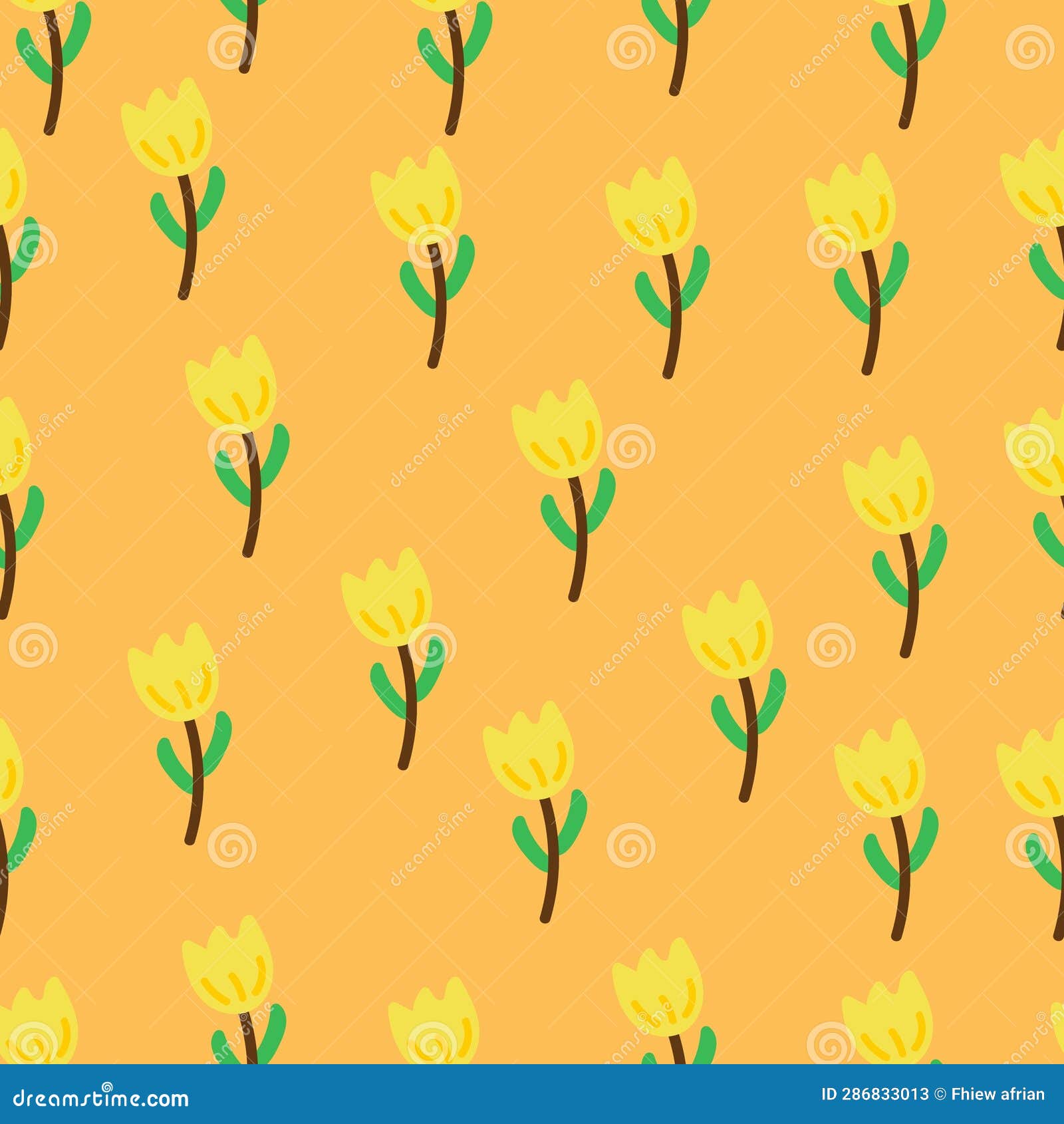 Seamless Pattern Cartoon Yellow Flower Stock Vector - Illustration of ...
