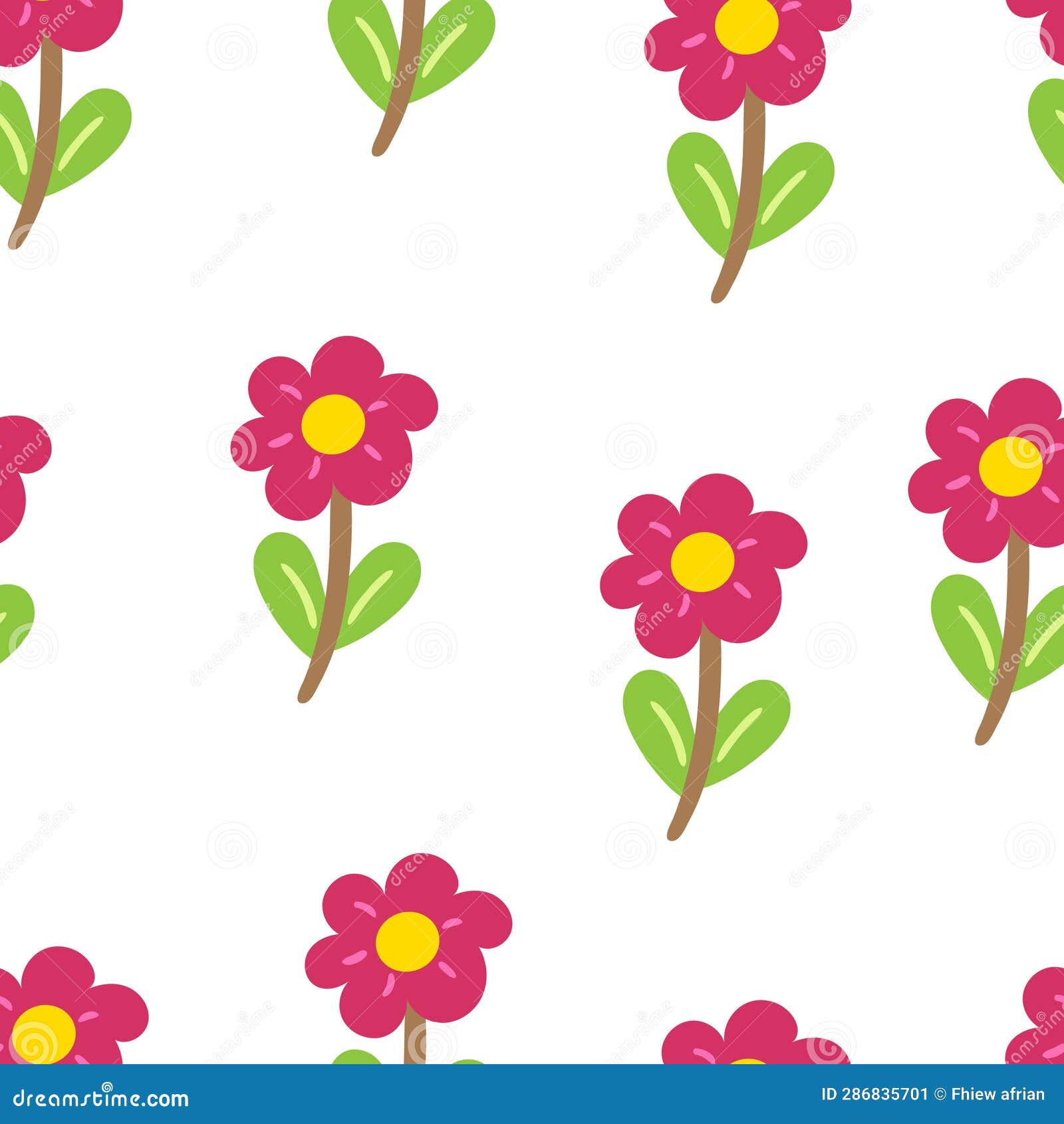 Cute Flower Pattern Cartoon Seamless Background Stock Vector ...