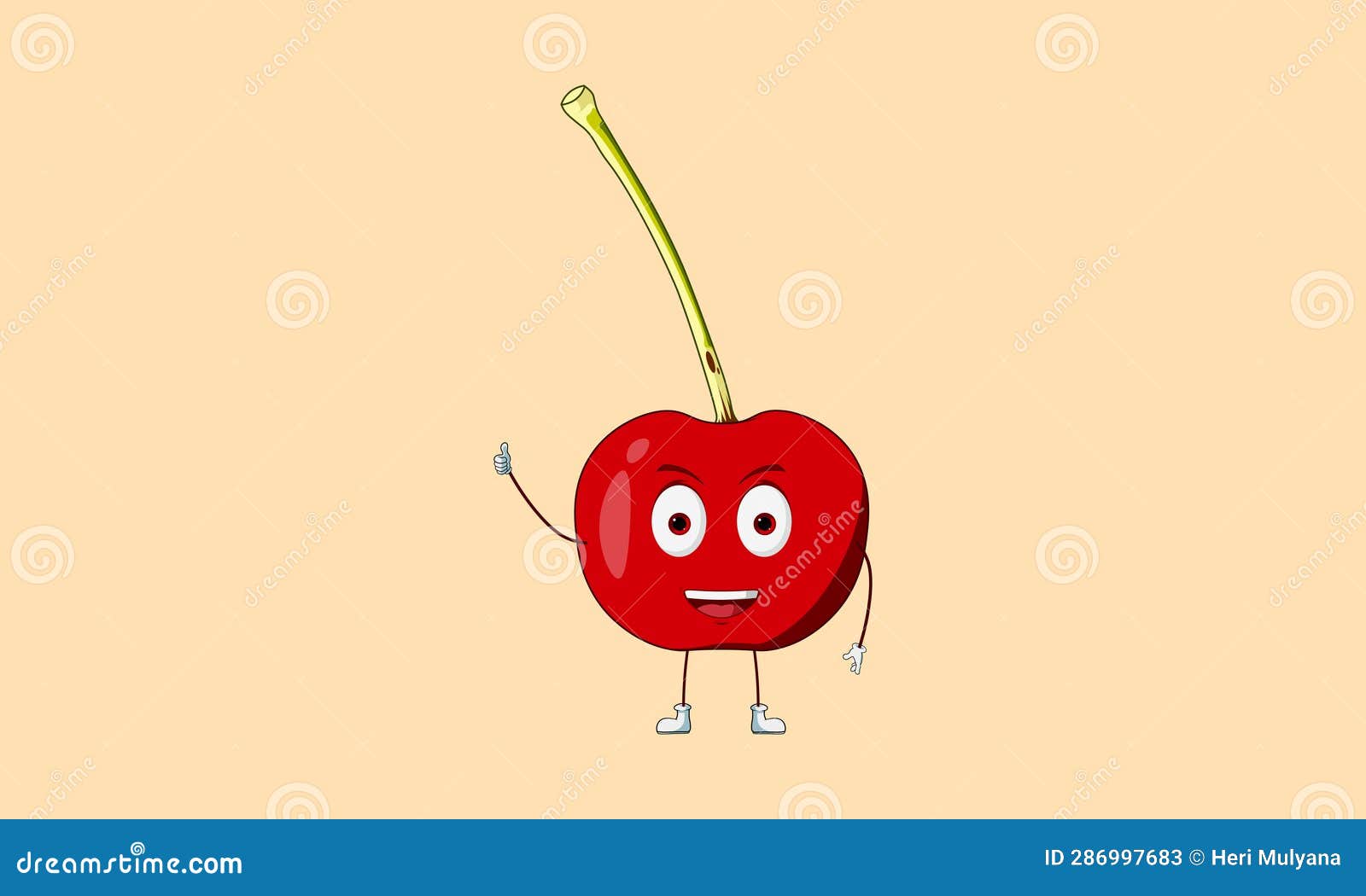 Cherry Cartoon Character stock vector. Illustration of funny - 286997683