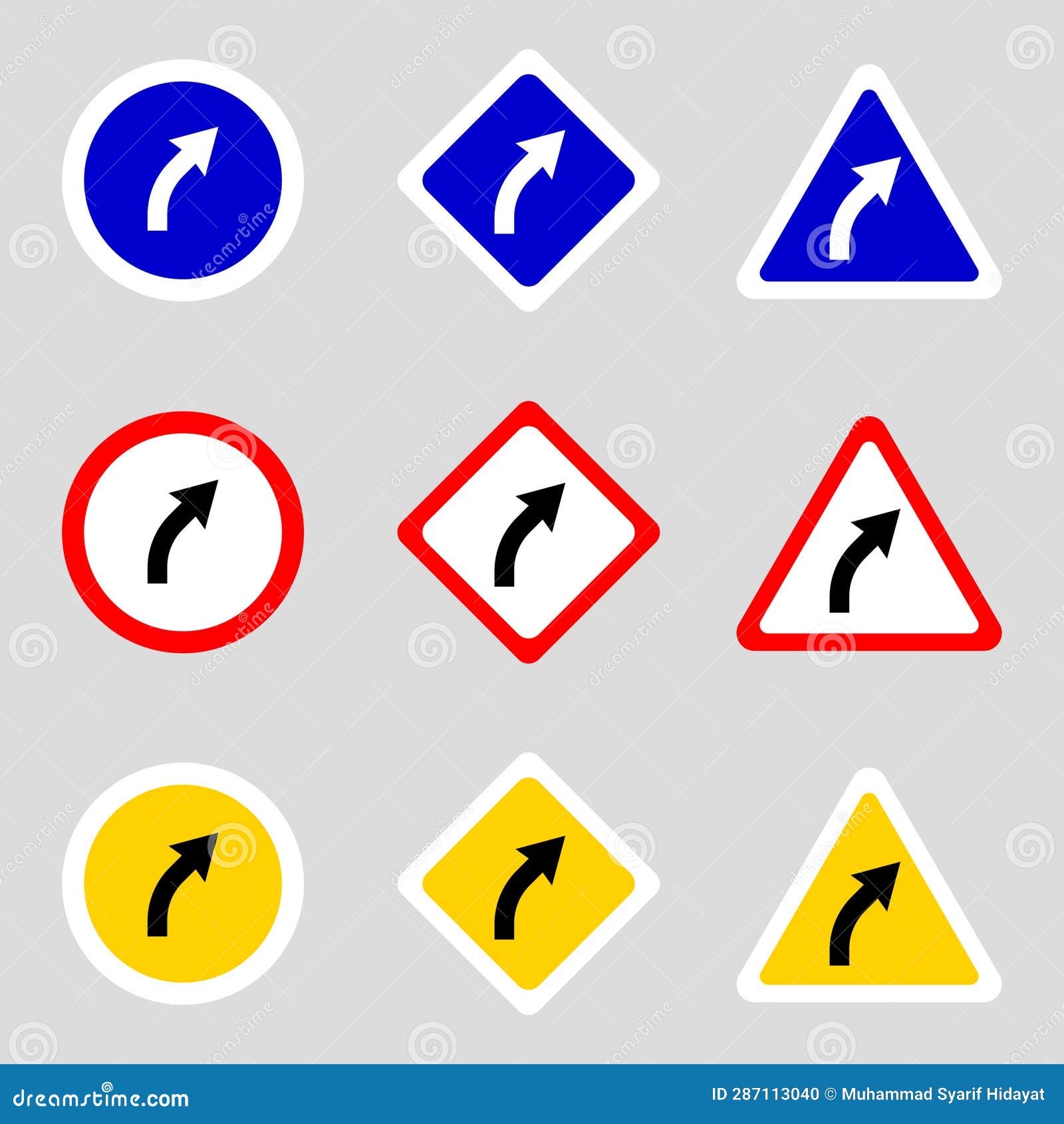 Right curve ahead stock vector. Illustration of symbol - 287113040