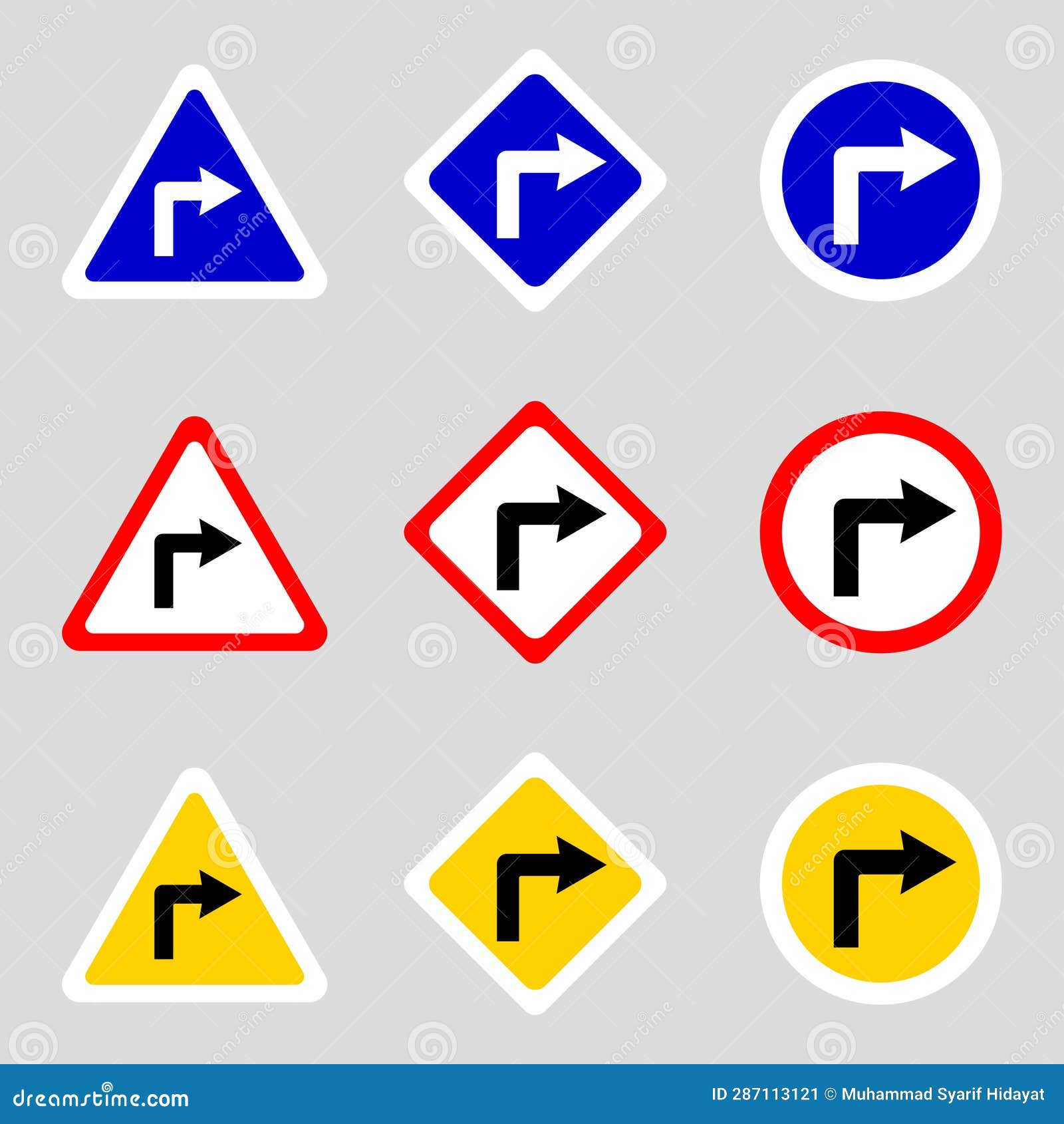 Turn right sign stock vector. Illustration of sign, danger - 287113121