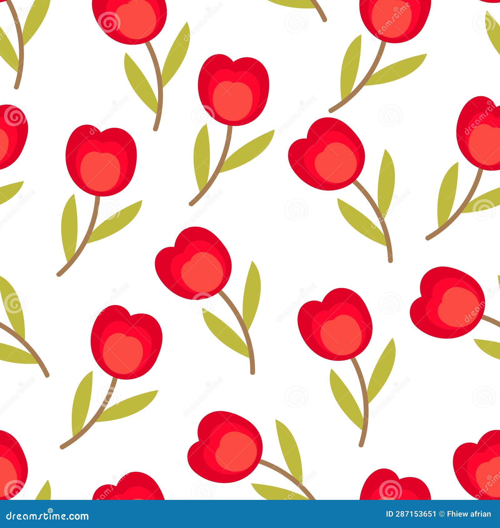 Cute Red Flower Pattern, Cartoon Stock Illustration - Illustration of ...