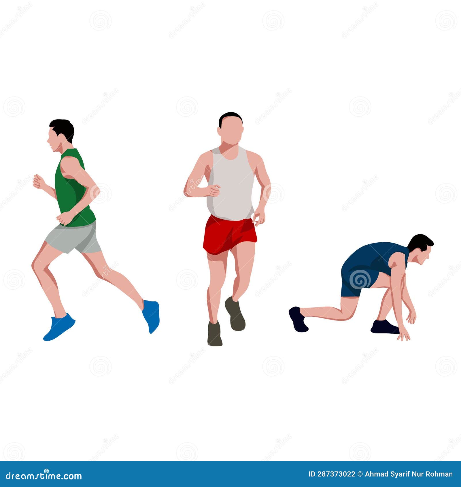 Flat Illustration of a Male Runner in a Simple Style Stock Illustration ...
