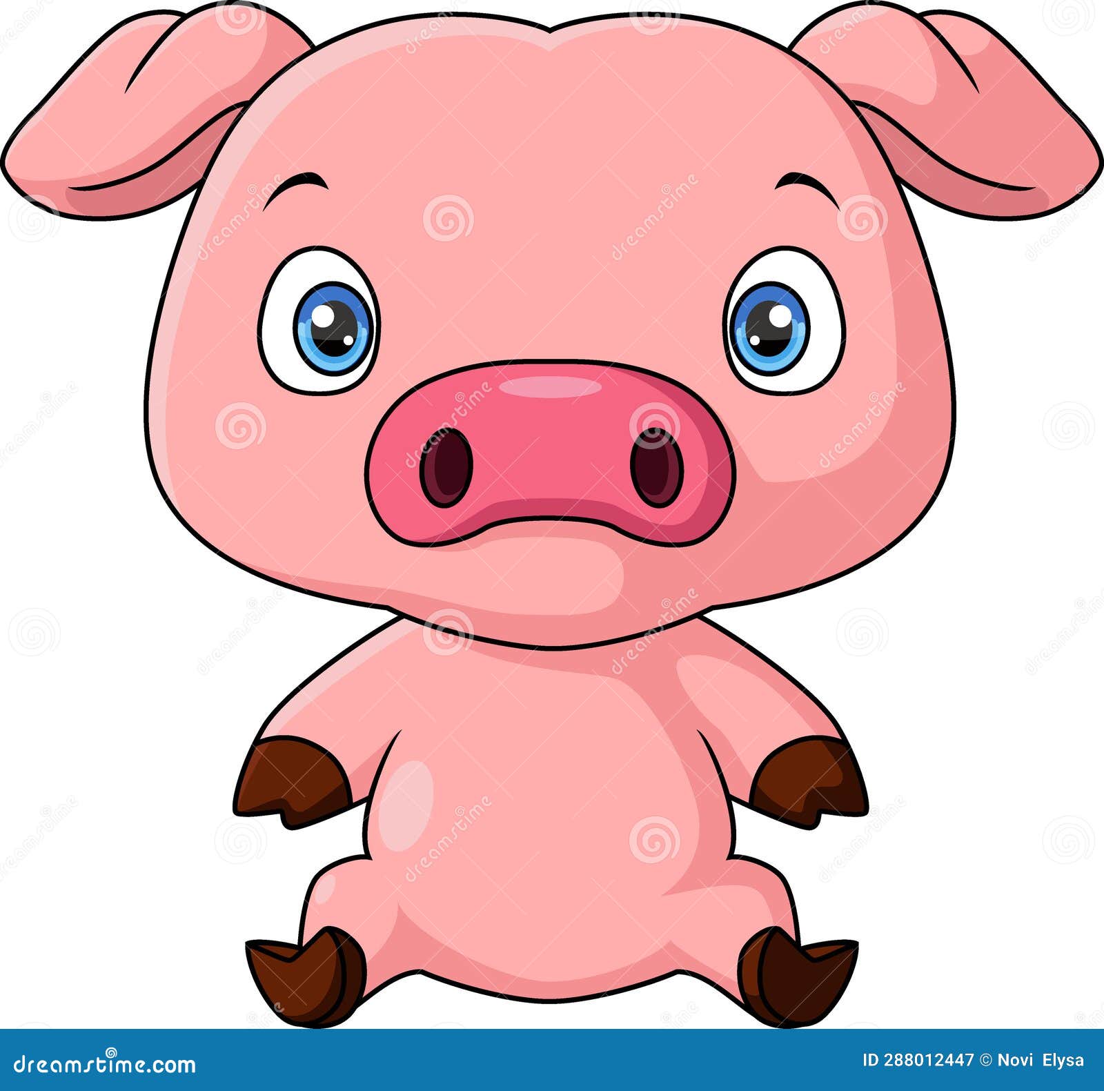 Cute Little Pig Cartoon Sitting Stock Vector - Illustration of adorable ...