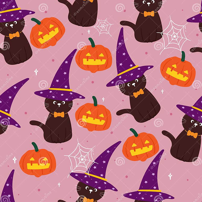 Seamless Pattern Cartoon Halloween. Cute Halloween Wallpaper for Kids ...