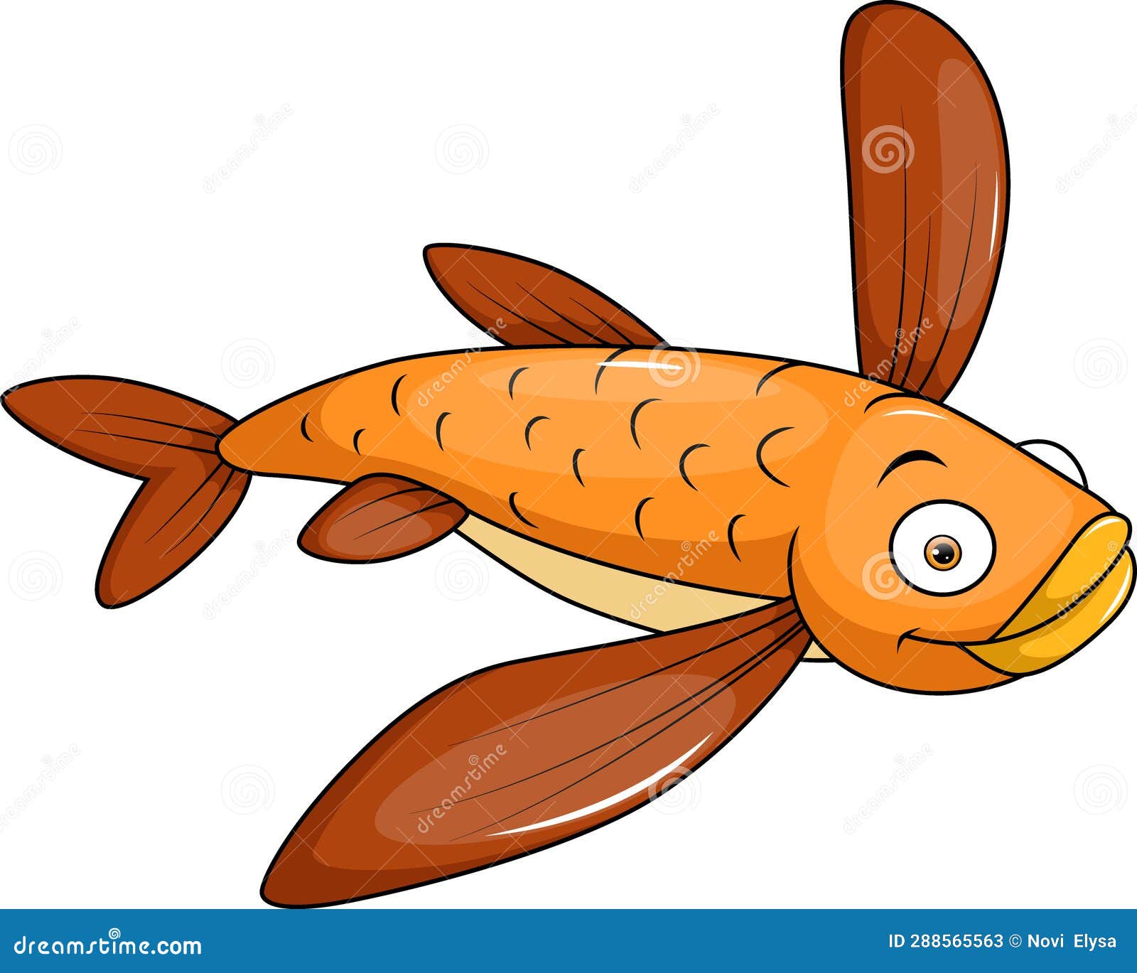 Cute Flying Fish Cartoon on White Background Stock Vector ...