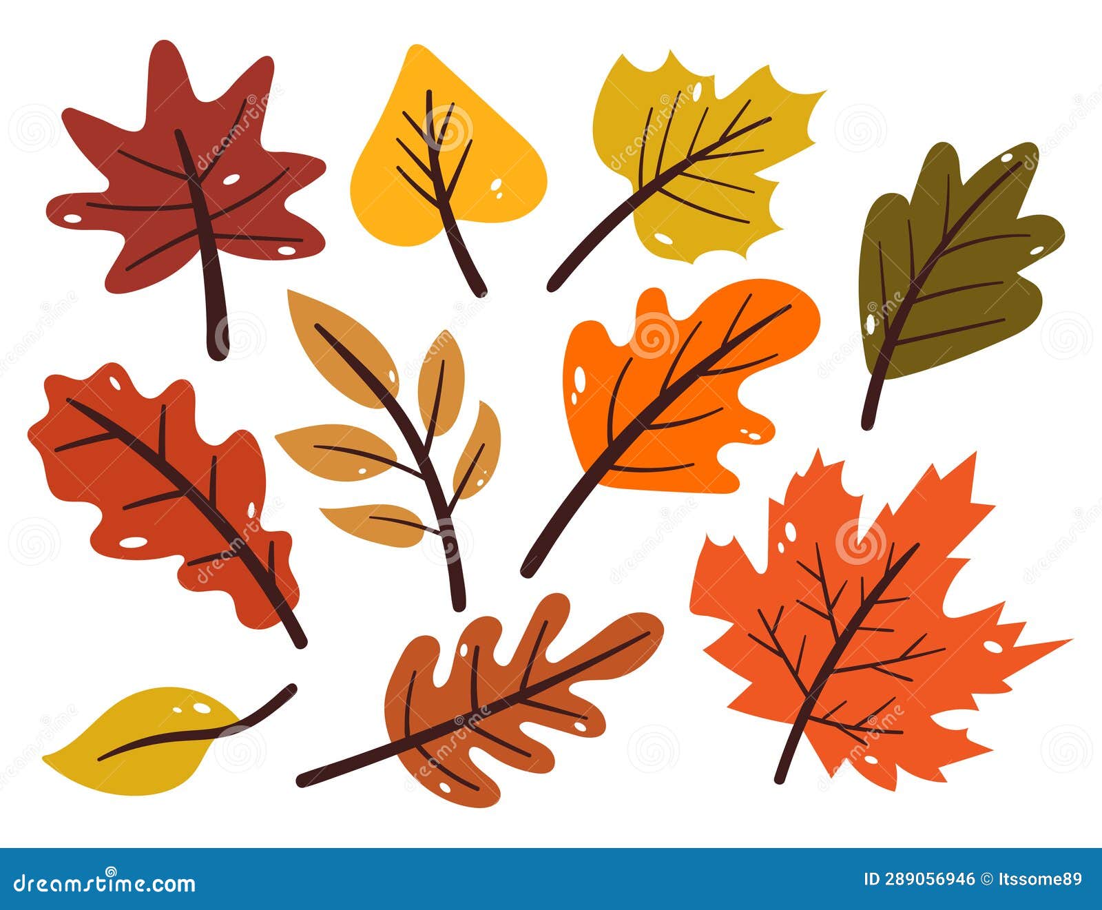 Cartoon Set of Fall Autumn Leaves Sticker Set Stock Illustration ...